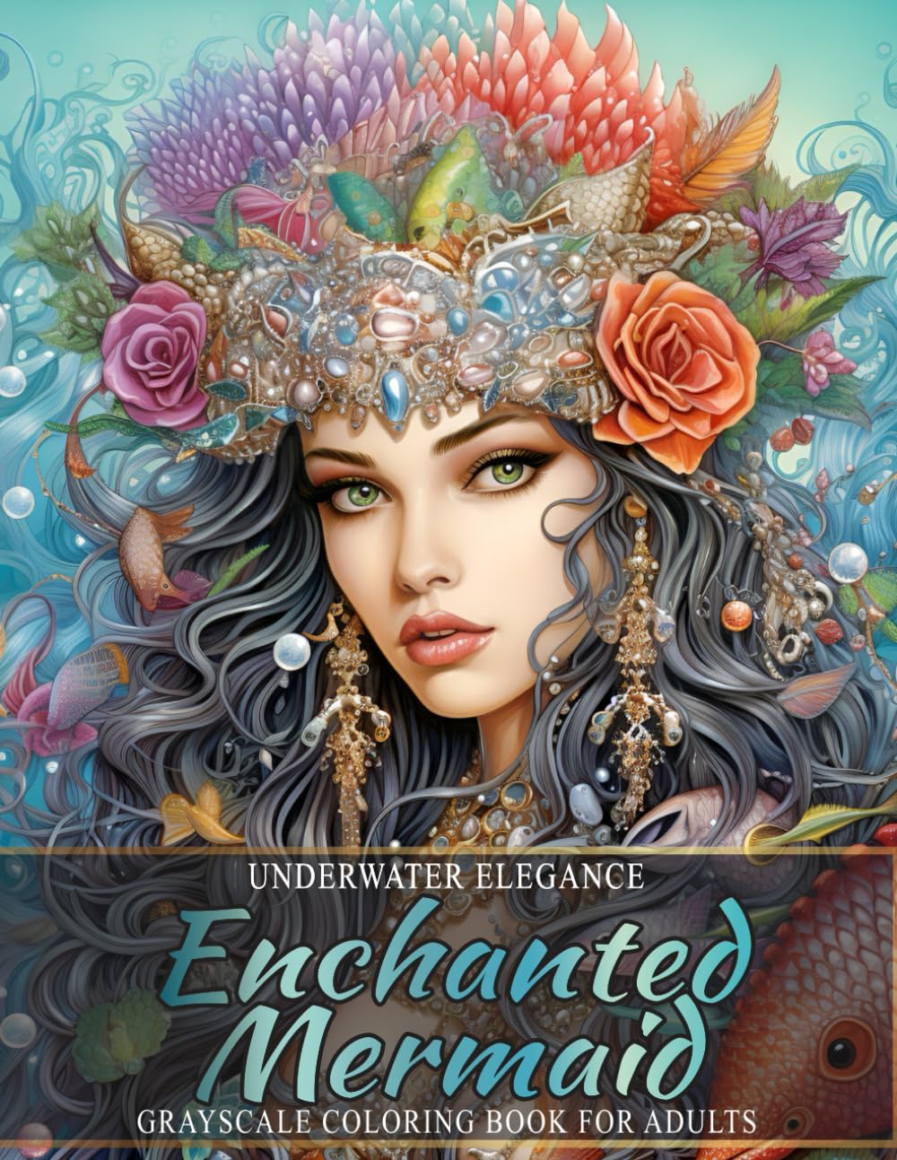 Enchanted Mermaid: Underwater Elegance - Grayscale Coloring Book for ...