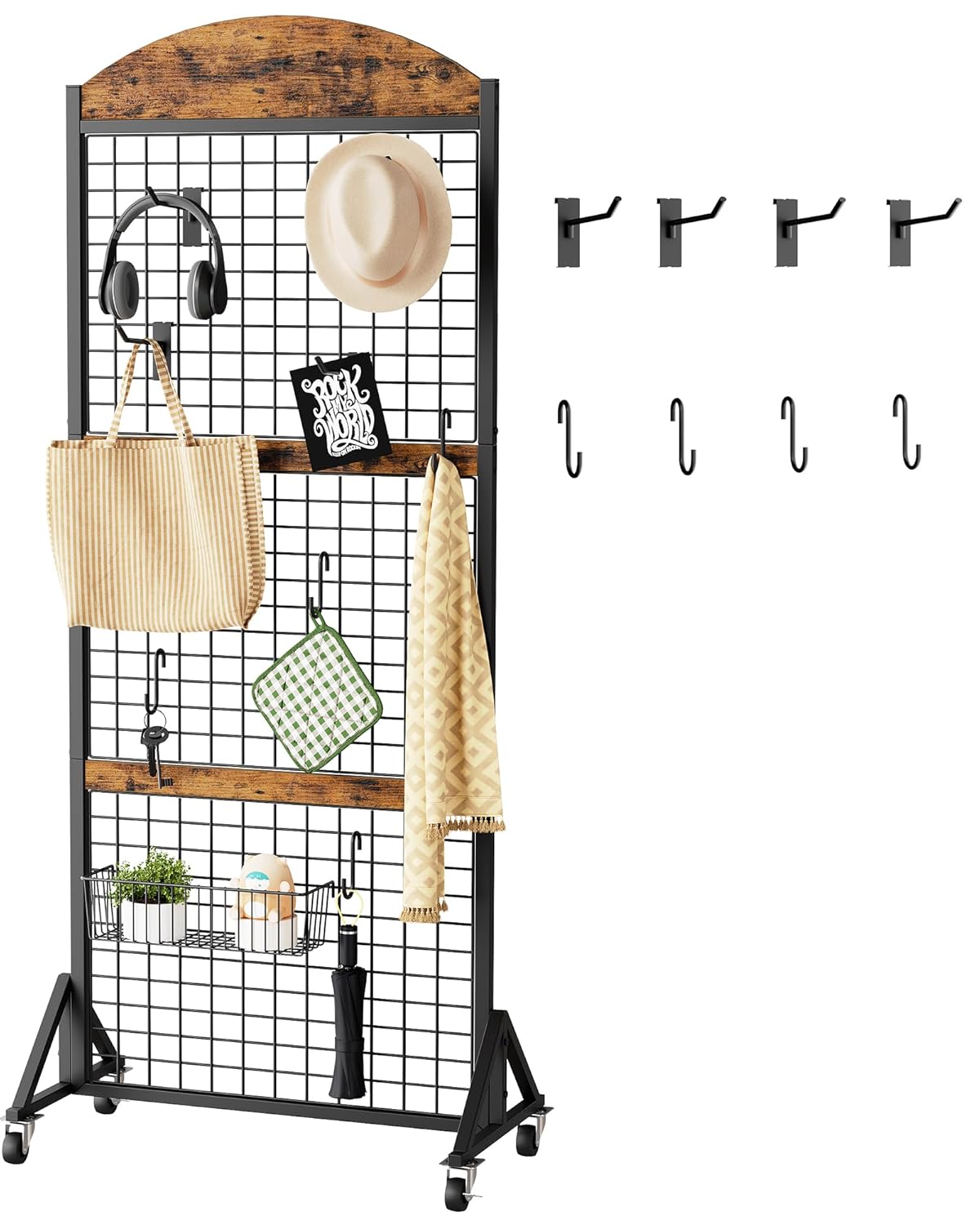 Amazon.com: Grid Wall Panel 5.7’ x 2’ FT Grid Display Rack, Movable ...