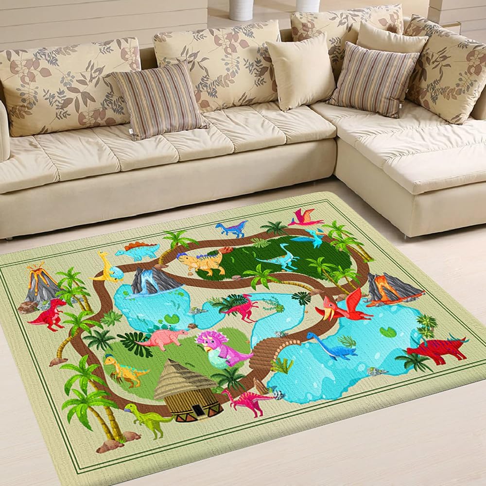 Amazon.com: Dinosaur Cartoon Rug Educational Area Rugs, Dinosaur Play ...