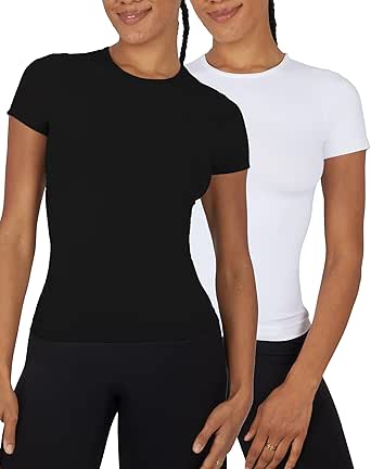 Yogalicious Skin Short Sleeve Top Fitted Contour 2 Pack Gym Shirt for ...