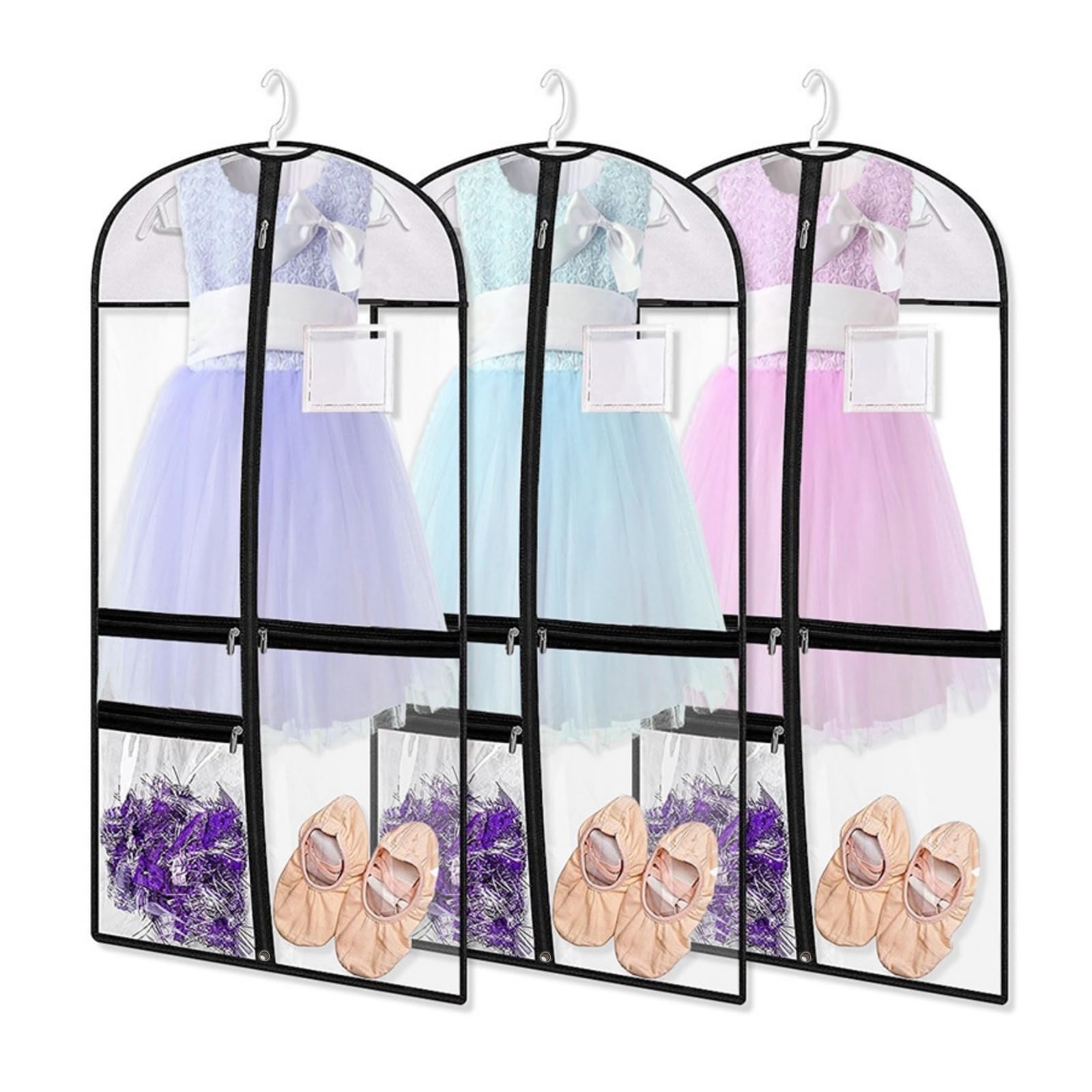 Amazon.com: Senvitate 3 Pack Clear PVC Dance Costume Bags, 39 Inch ...