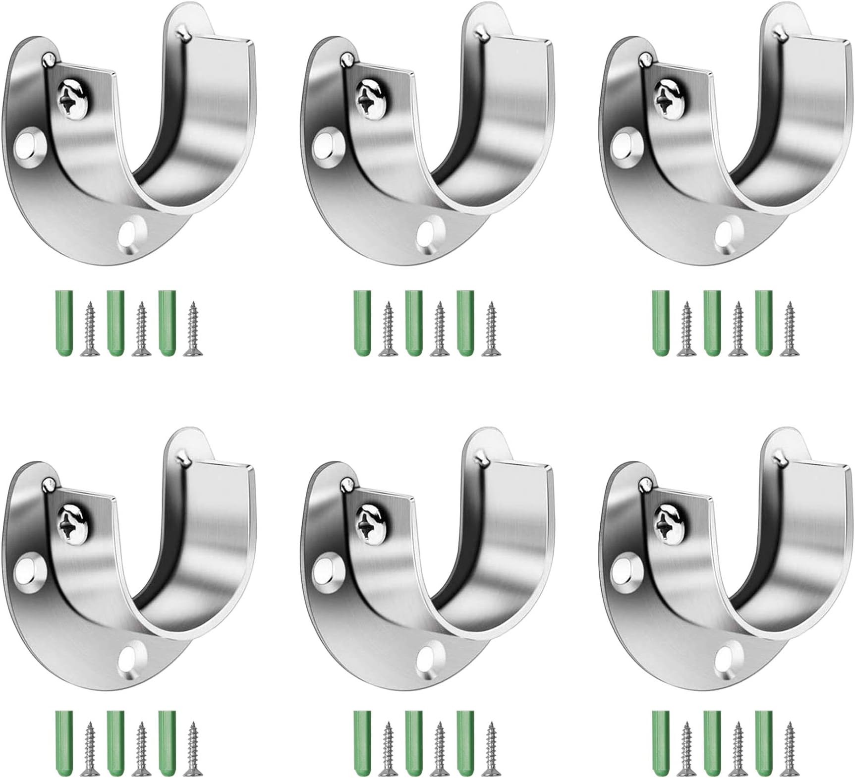 Stainless Steel Rod Socket Flange Set,4 Pcs Closet Rod Holder Support U ...