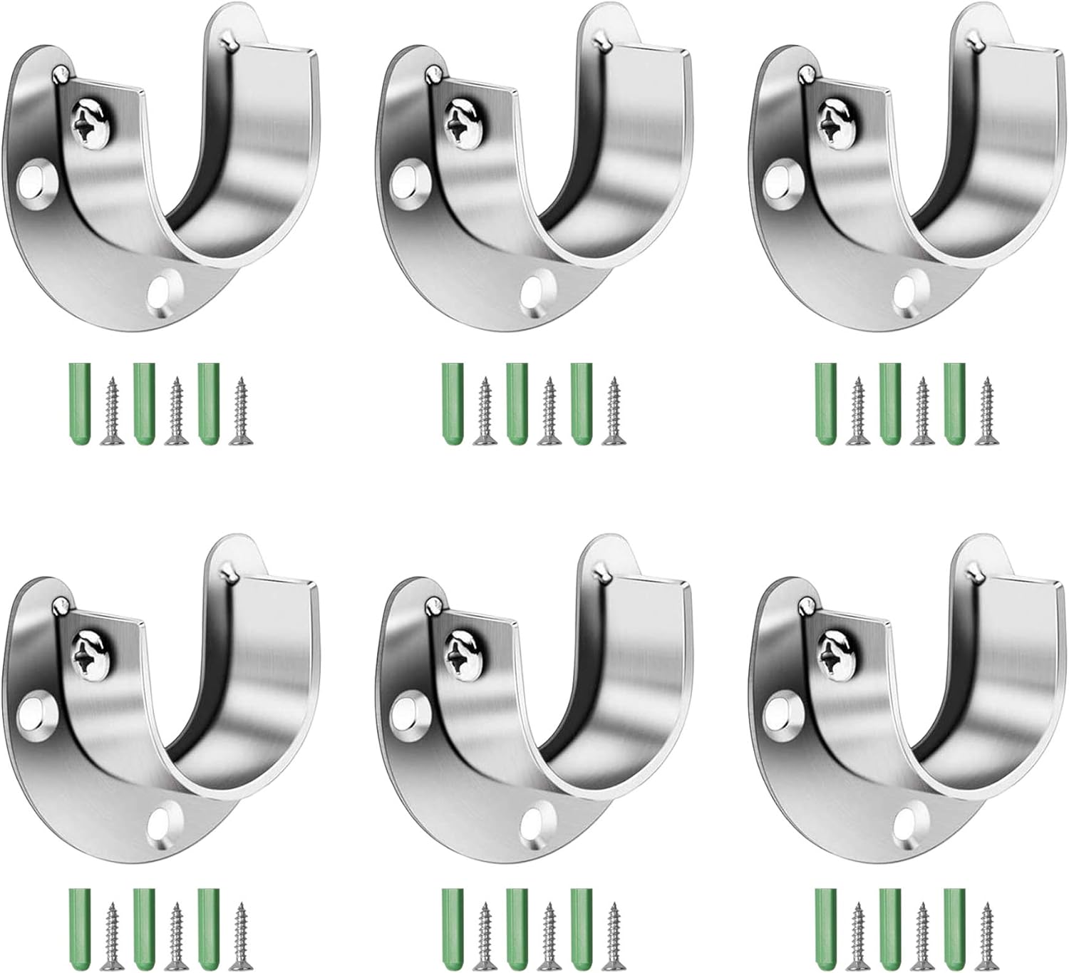 YEYIT 6 Pcs Flange Rod Holder,Closet Rod Holder,U Shaped End Rod ...