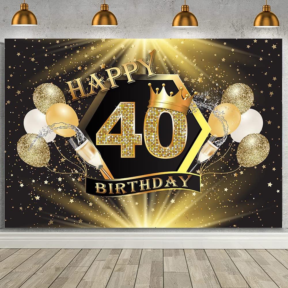 Amazon.com : AIBIIN Happy 40th Birthday Backdrop Banner for Women Men ...
