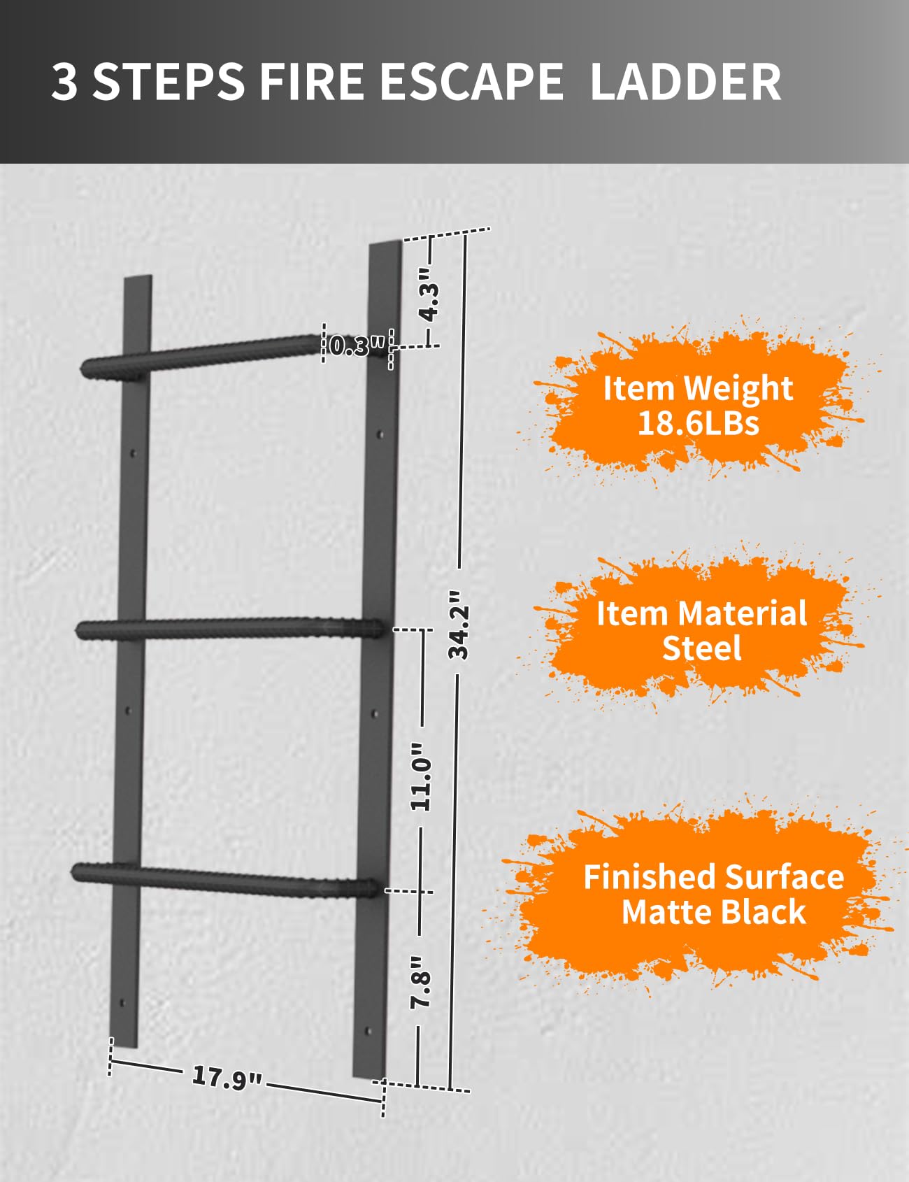 Snapklik.com : 3-Rung Window Well Ladder, Heavy Duty Steel Basement ...