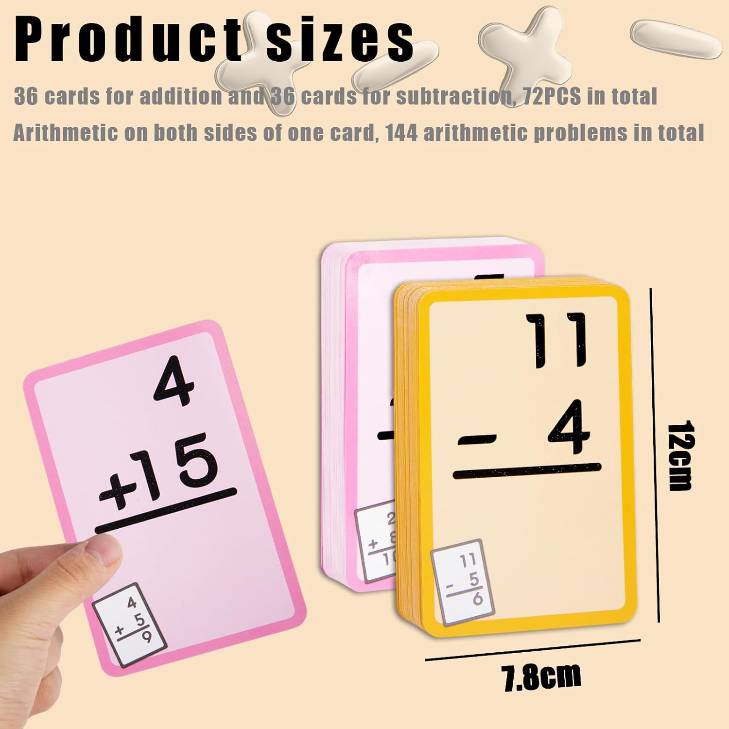 Koogel Juego de 72 tarjetas de memoria matemáticas, tarjetas de suma y ...