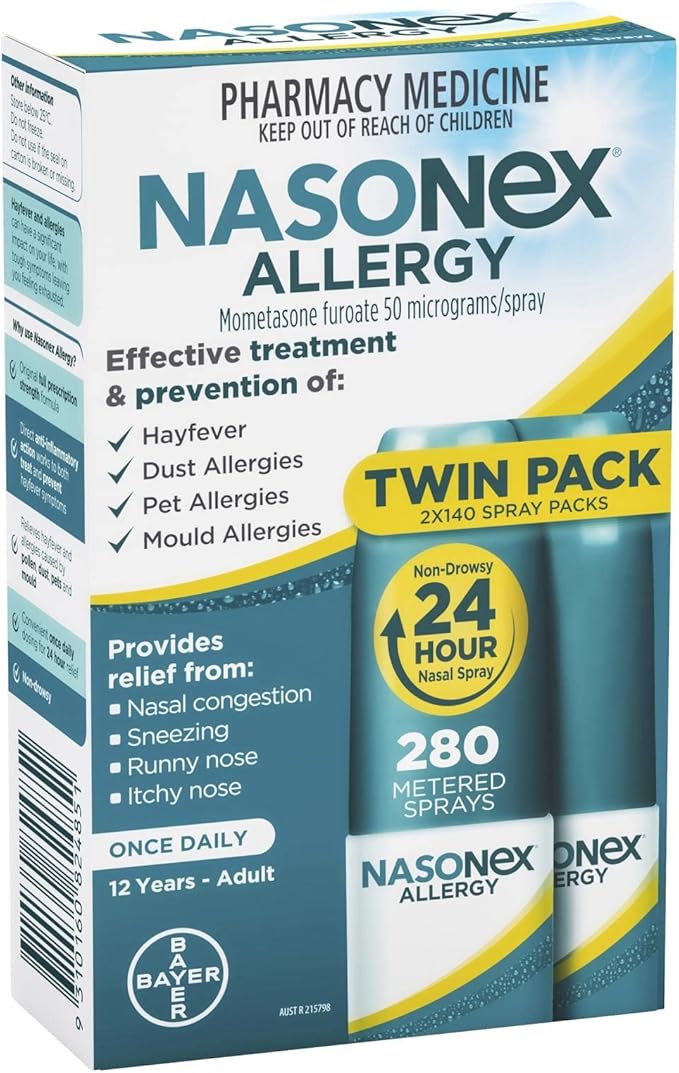 Nasonex Allergy Nasal Spray Twin Pack 2 x 140 Metered Sprays : Amazon ...