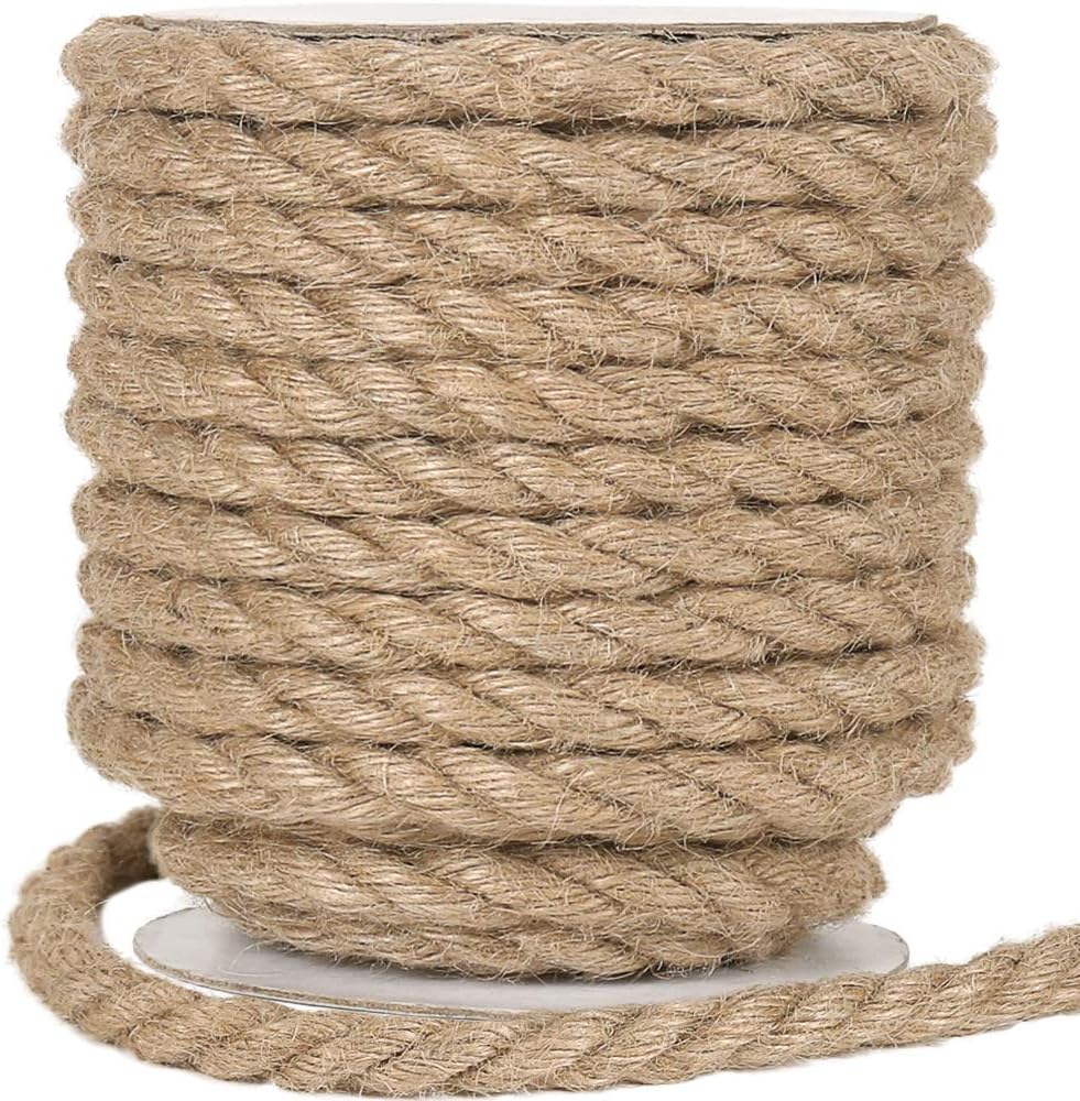 Vivifying 12mm Jute Rope, 33 Feet Natural Heavy Duty Brown Twine for ...