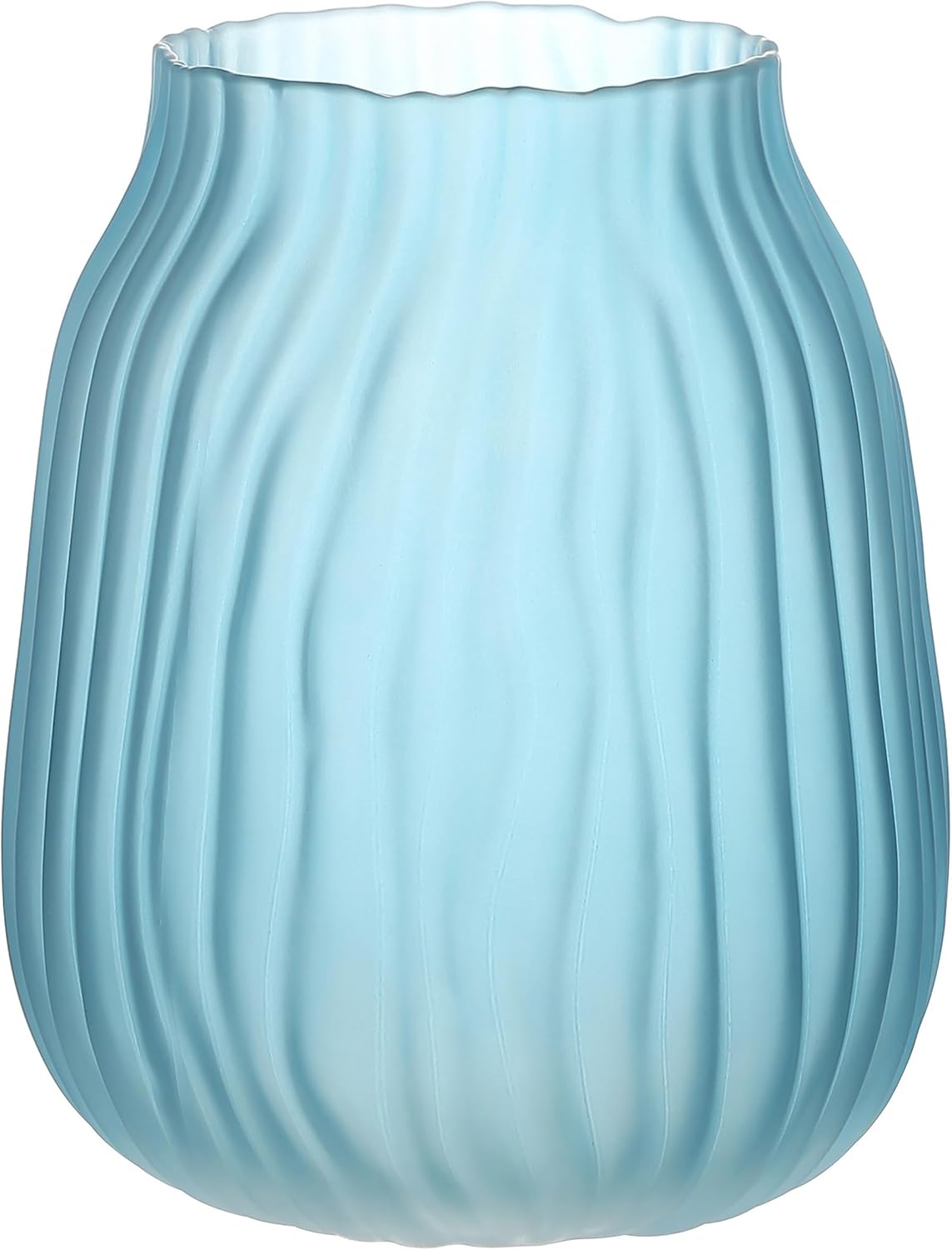 Amazon.com: Frosted Blue Ribbed Glass Vase 8in Boho Elegant Decorative ...