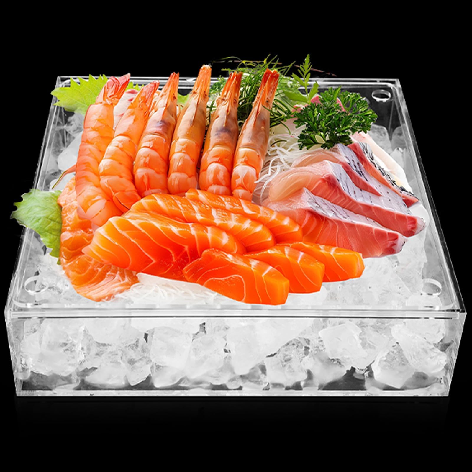 Amazon.com | YMJOINMX Ice Food Serving Display Tray with Clear Roll Top ...