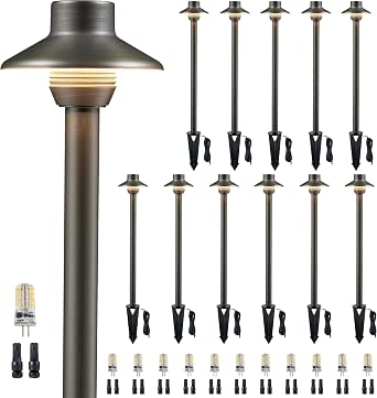 Gardenreet Waterproof Low Voltage Walkway Lights, Brass Outdoor Pathway ...