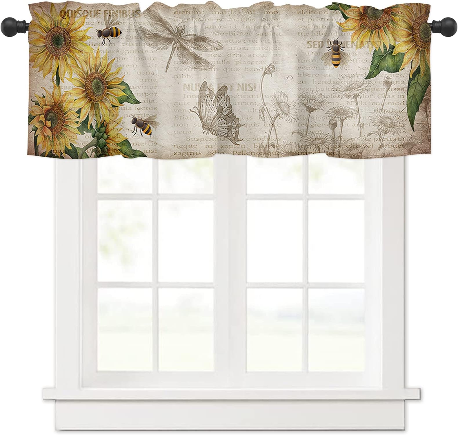 Amazon.com: Horaldaily Kitchen Valance Window Curtain 54×18 inch ...