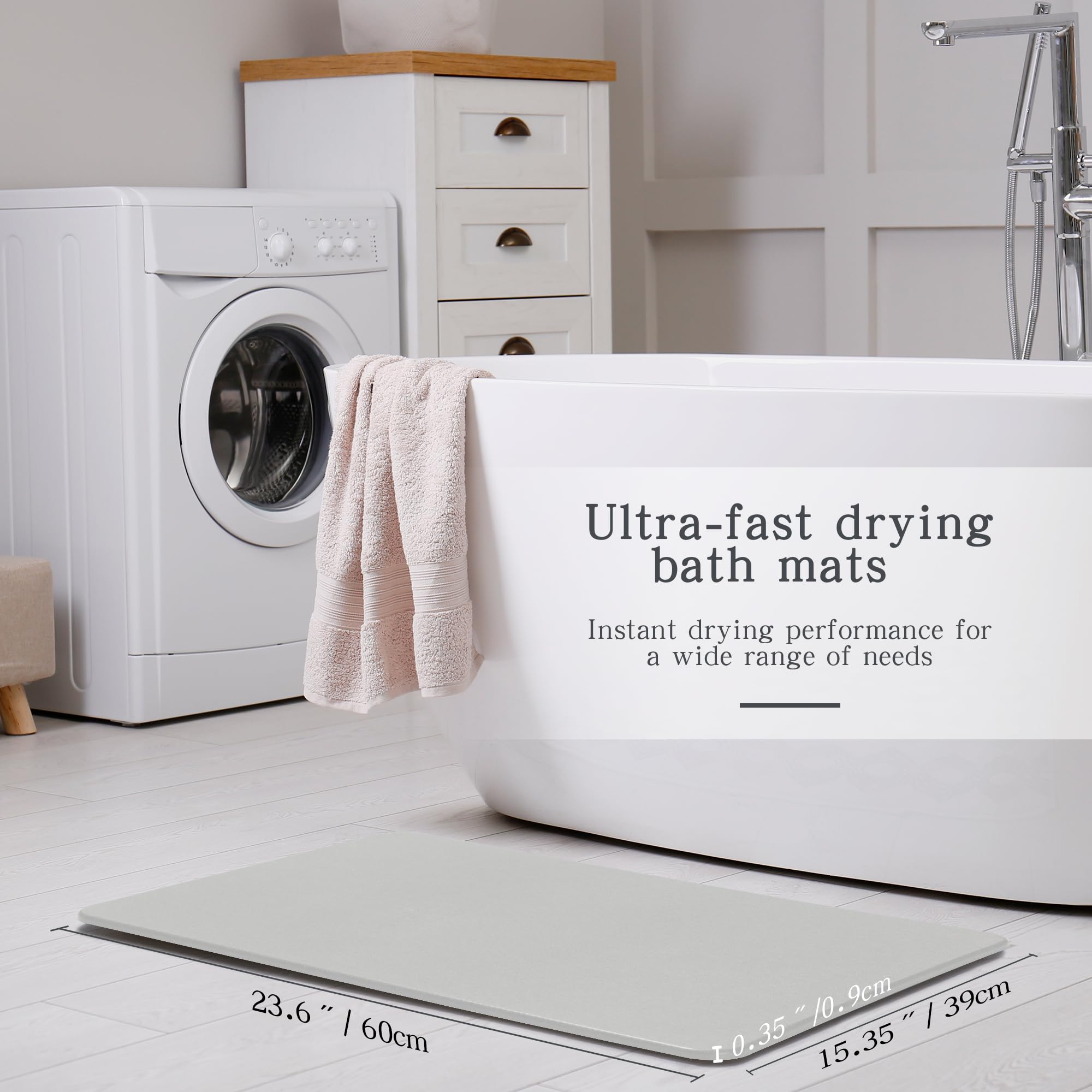 JANERIW-Stone Bath Mat,Diatomaceous Earth Shower Mat,Quick Drying Super ...