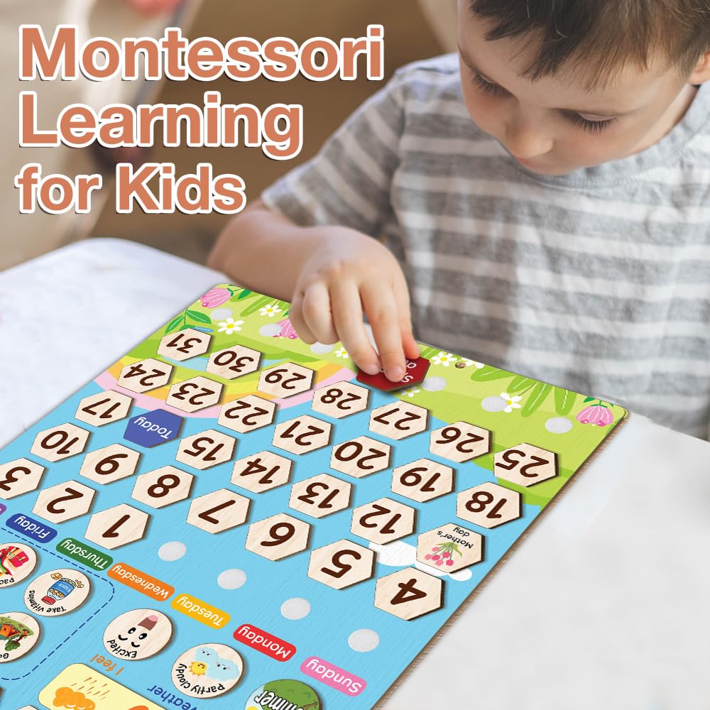 Homeschool Calendar Wooden Interactive Calendar For Kids - Learning ...