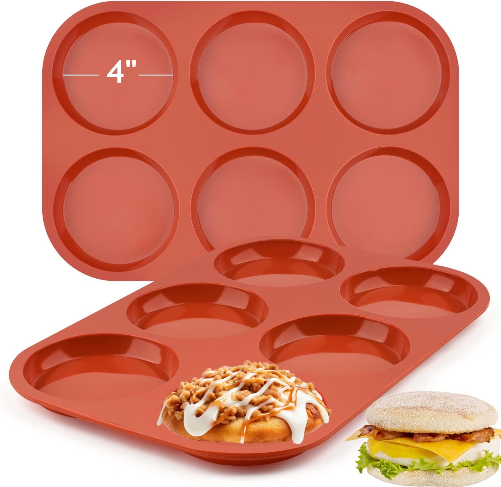 Amazon.com: Goensjt Silicone Muffin Top Pans 4 Inch Jumbo Egg Molds,3 ...