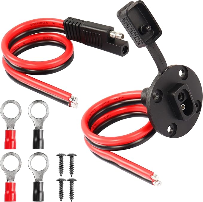 Amazon.com: CERRXIAN 0.3m 10awg SAE Mount Panel Solar Socket Sidewall ...