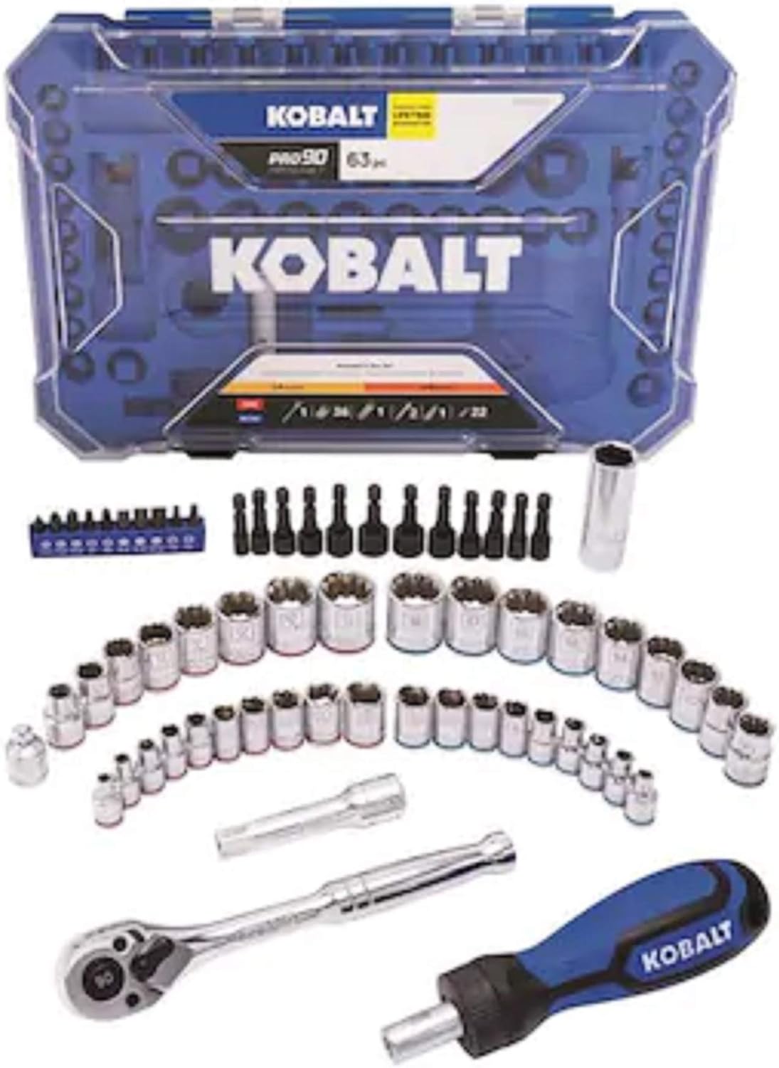 Amazon.com: Kobalt 63-Piece Standard (SAE) and Metric Polished Chrome ...