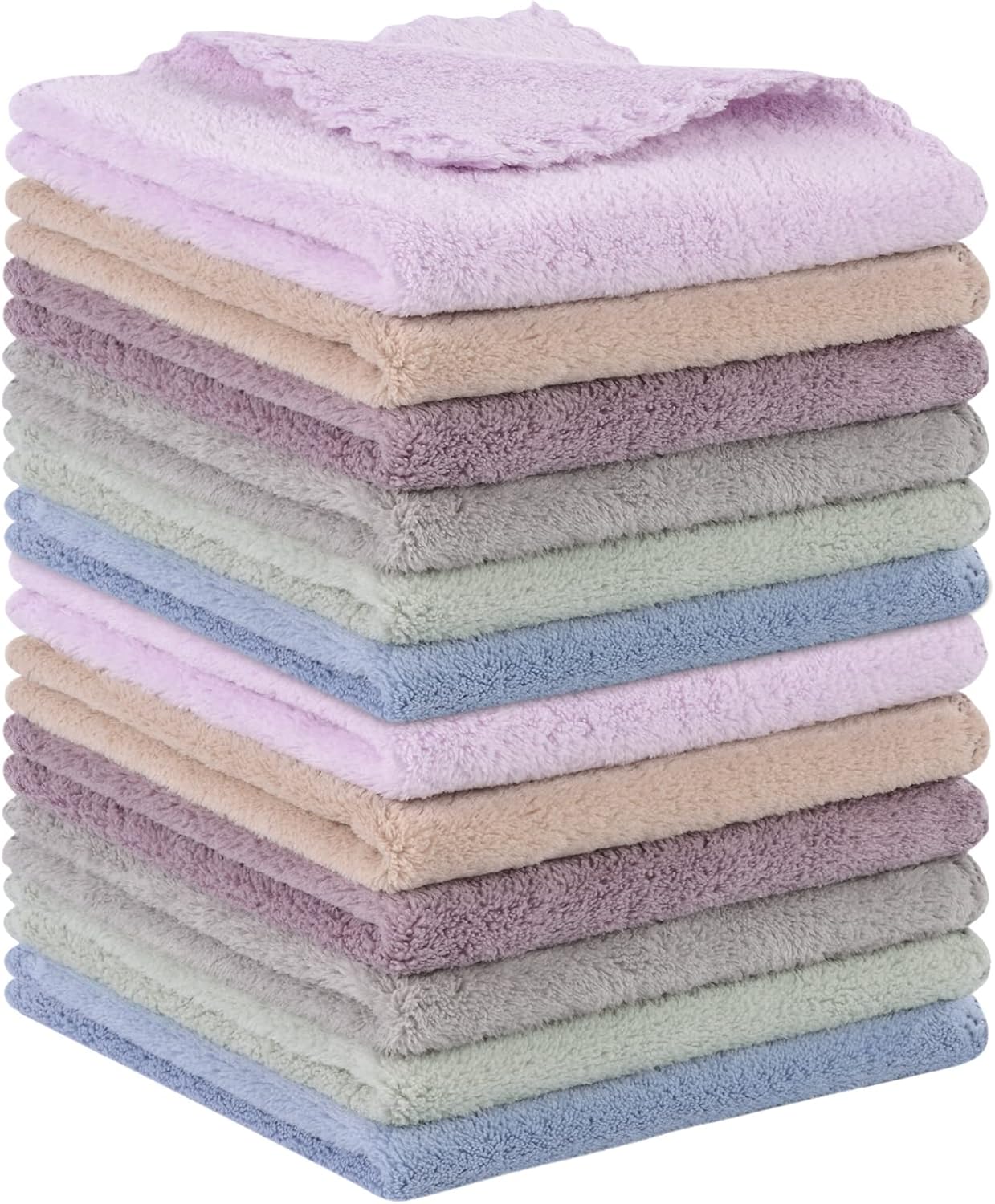 SUNLAND 12 Pack Microfiber Face Makeup Removing Cloths Reusable Facial ...