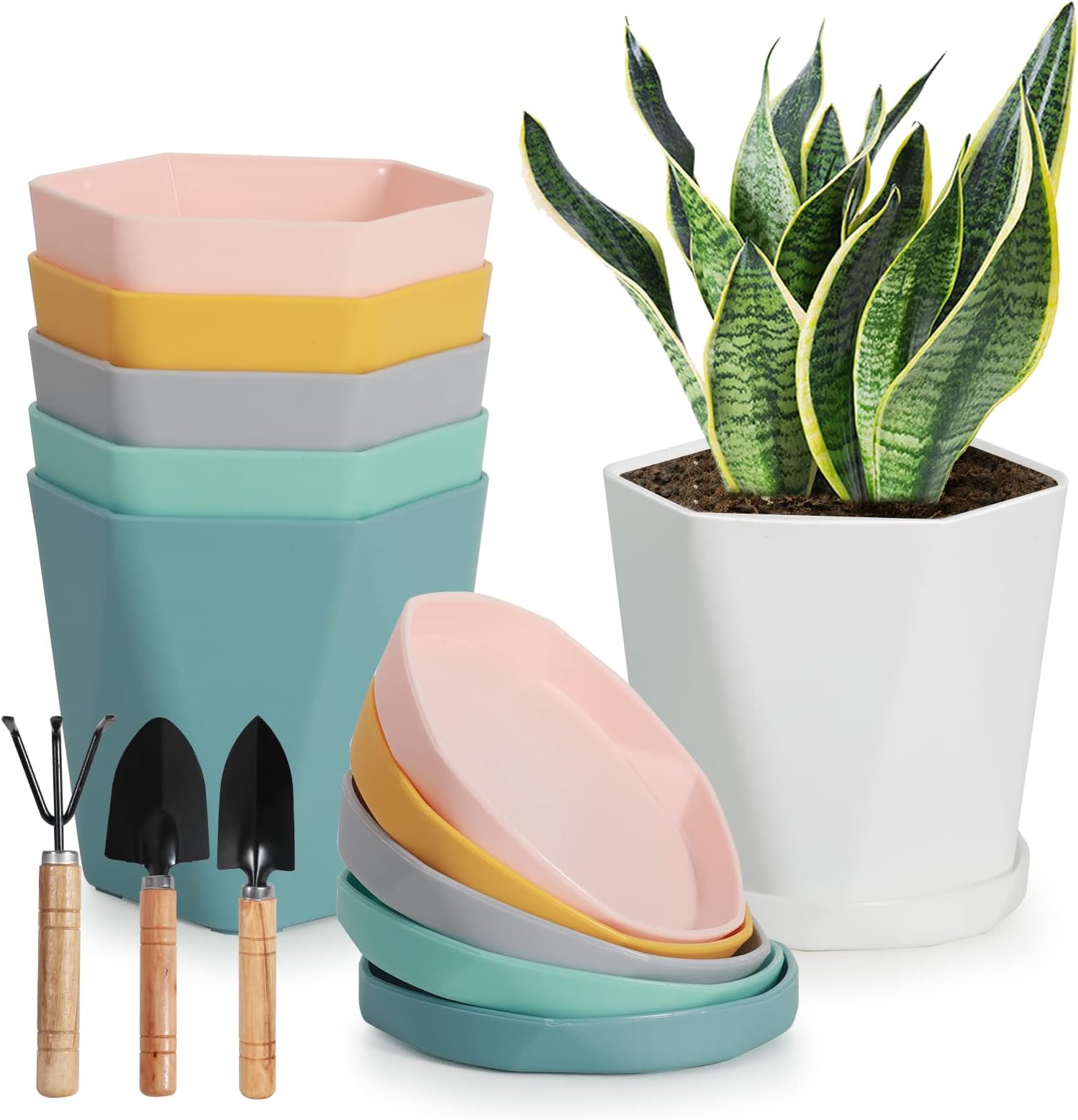 Amazon.com: ISIVBPEP Plant Pots - 6 Inch Planters for Indoor Plants - 6 ...