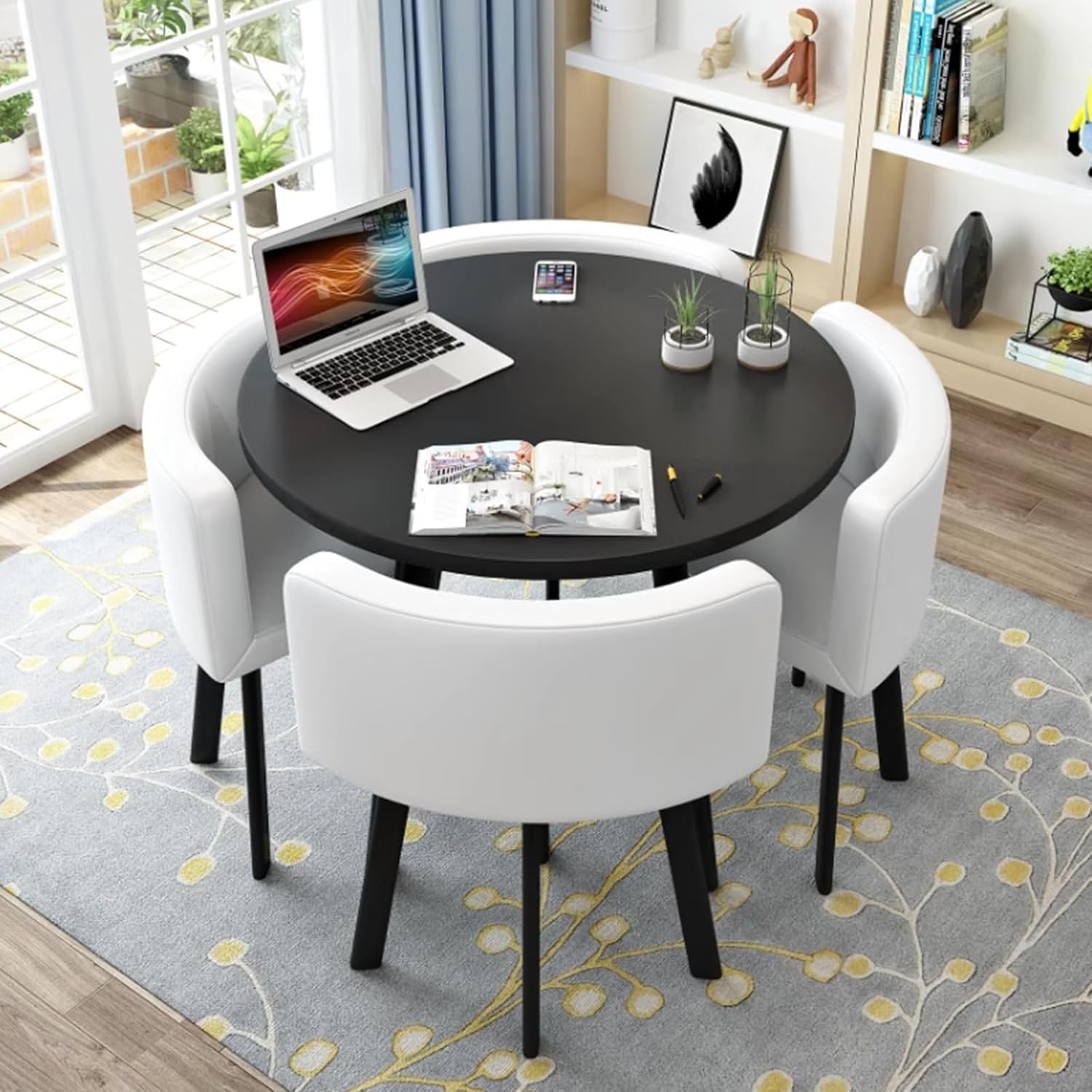 Amazon.com - SUZEPER Round Kitchen Dining Table Set for 4, Space Saving ...