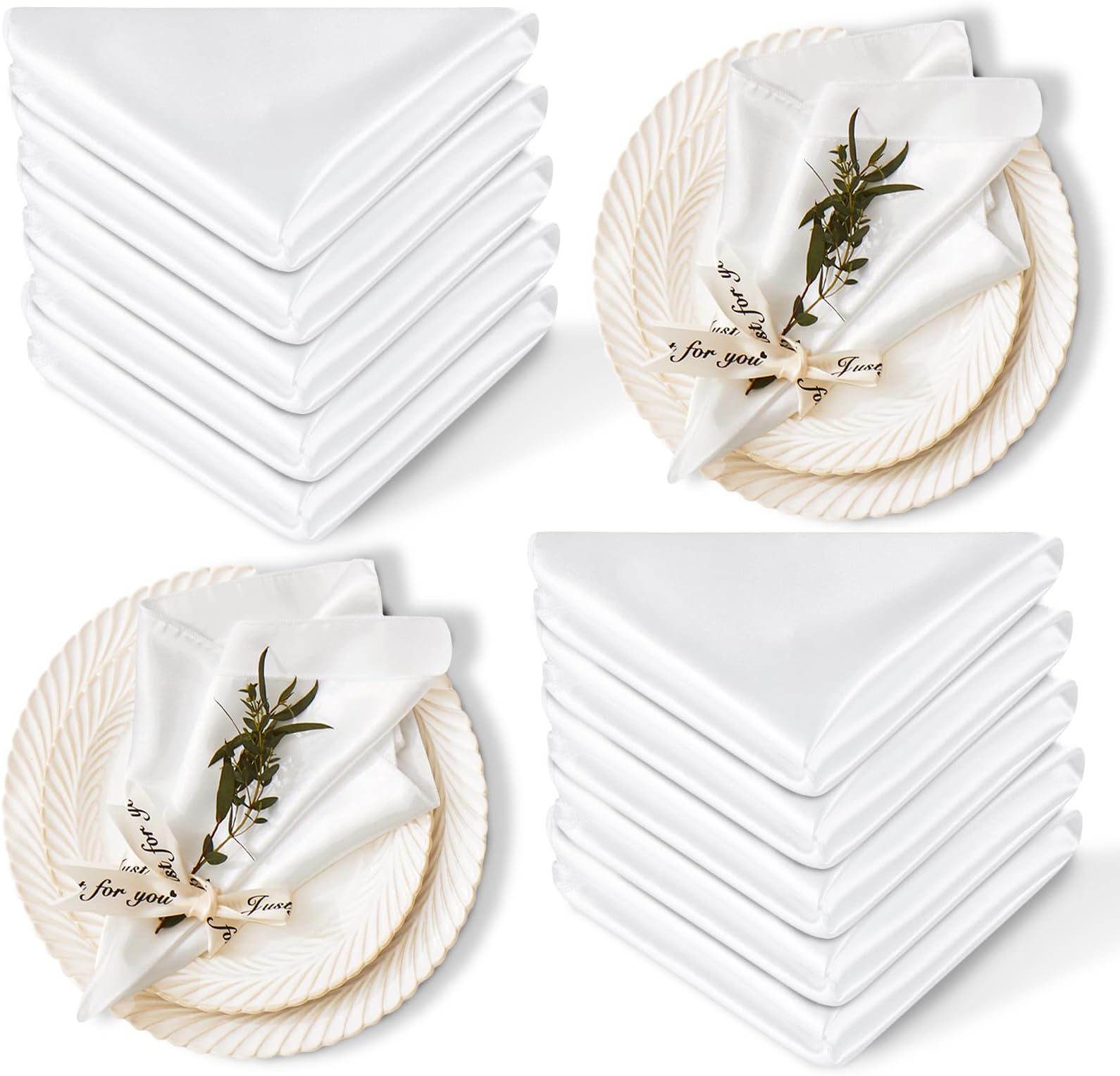Amazon.com: Cieltown White Cloth Napkins 1-Dozen, Solid Washable Fabric ...
