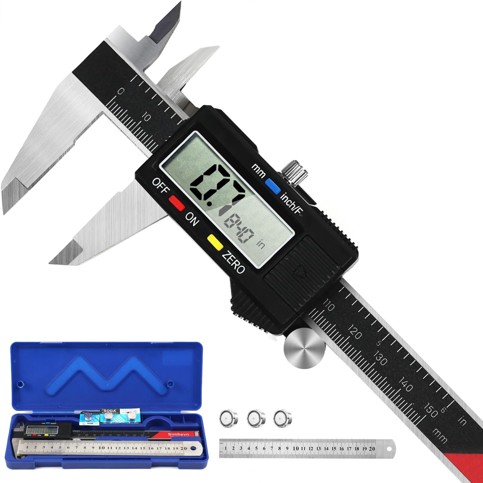 Simhevn Electronic Digital Calipers, inch and Millimeter Conversion,LCD ...