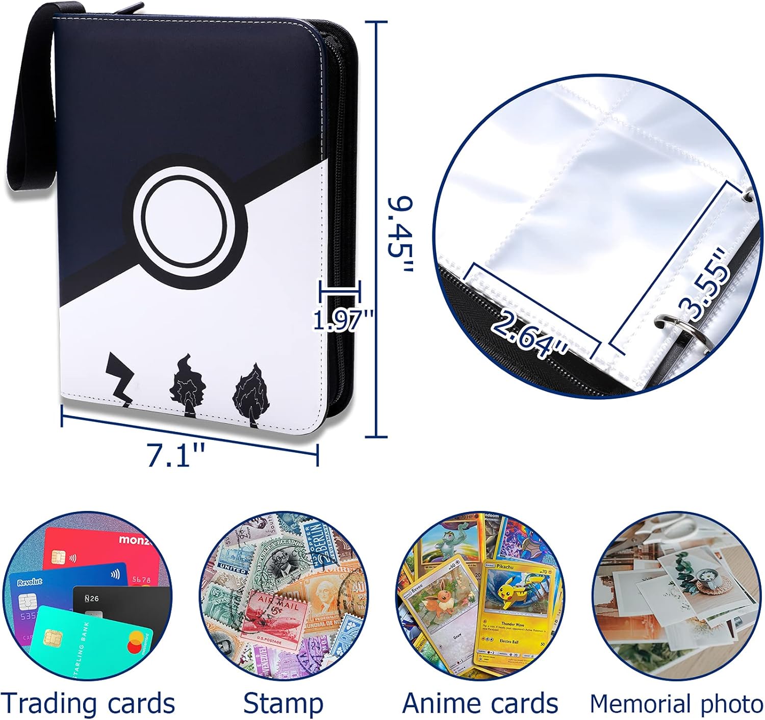 Card Folder for Pokemon, 400 Pocket Trading Card Binder Albums Pages ...