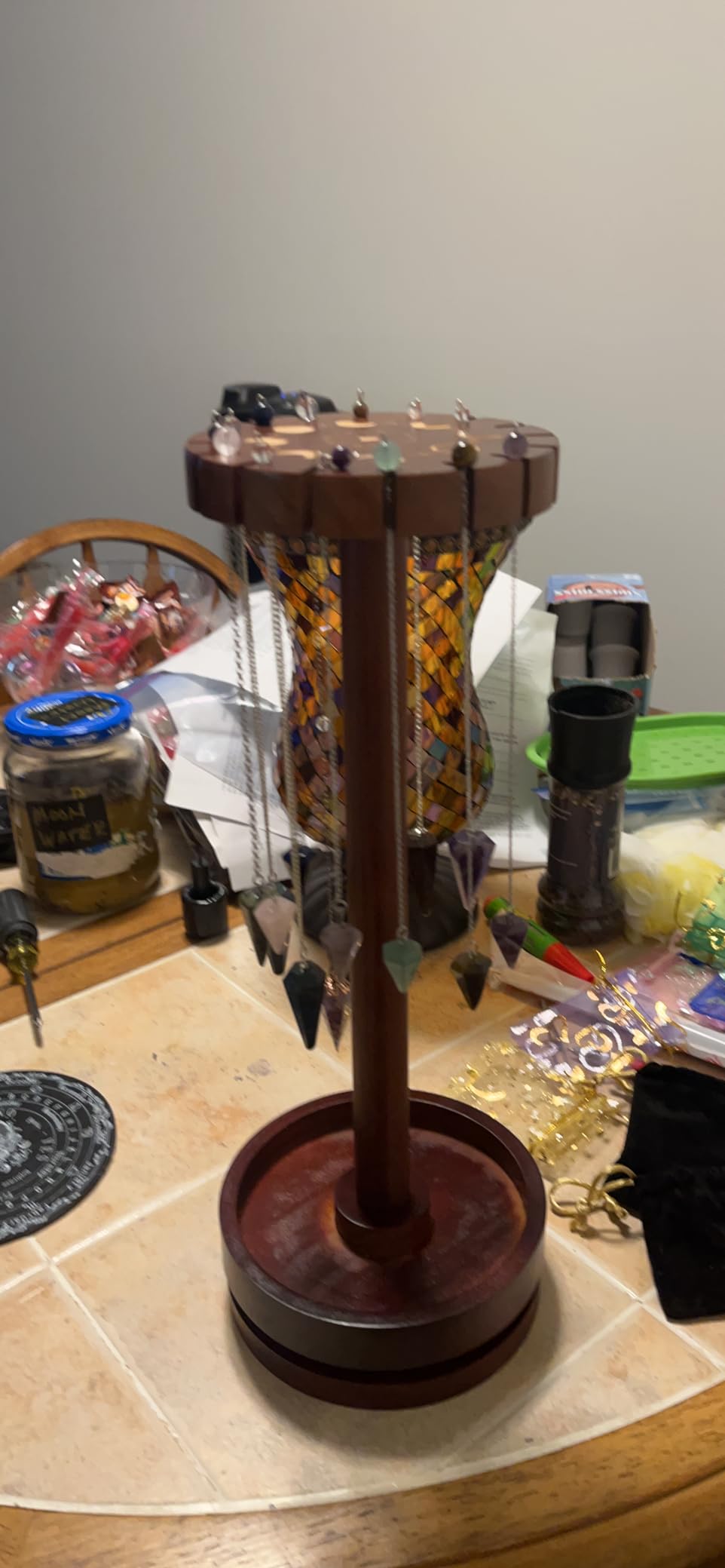 Amazon.com: Ceiner Moon Phase Pendulum Display Stand with Tray, Wood ...