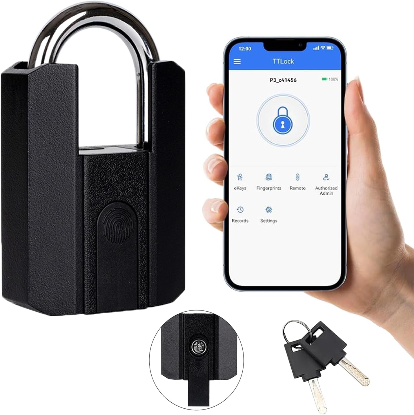 Heavy Duty Fingerprint Padlock with APP - Waterproof Biometric Smart ...