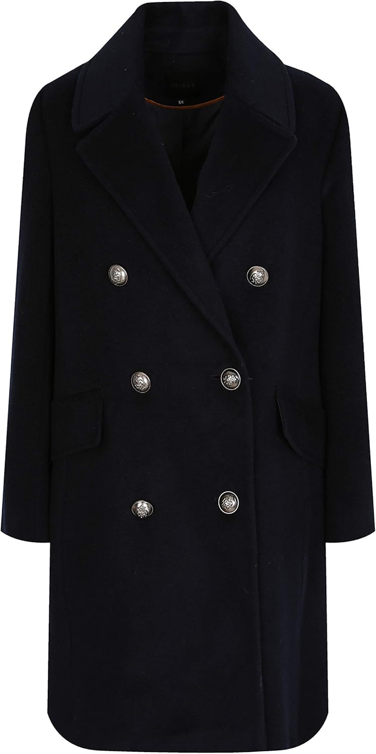 Amazon.com: JOINUS Women's Double Button Wool Coat(Navy, 66) : Clothing, Shoes & Jewelry