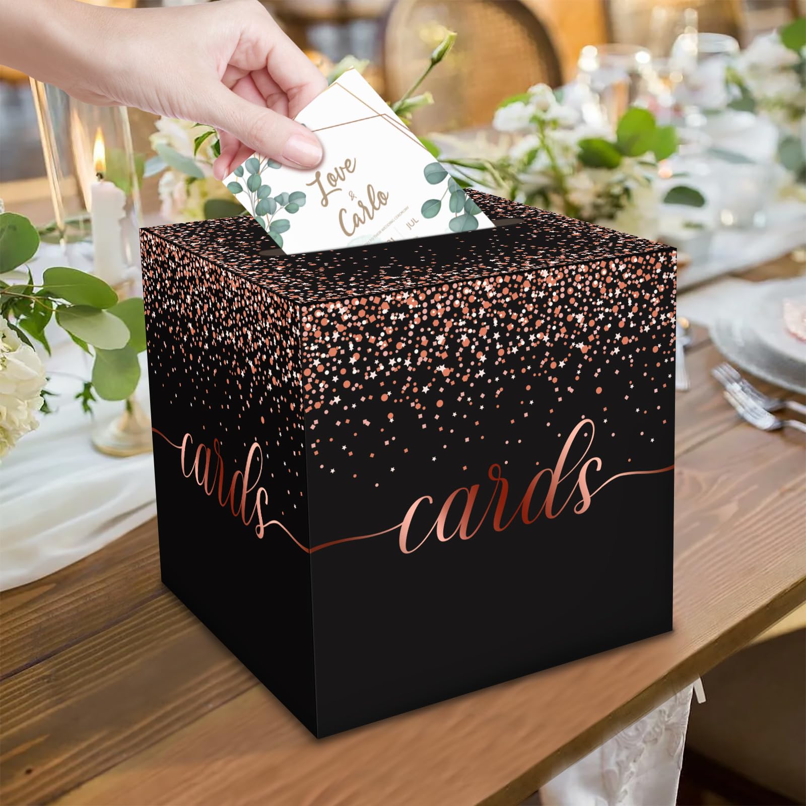 Card Box For Party Blush Pink And Rose Gold Card Box For Sweet 16 ...