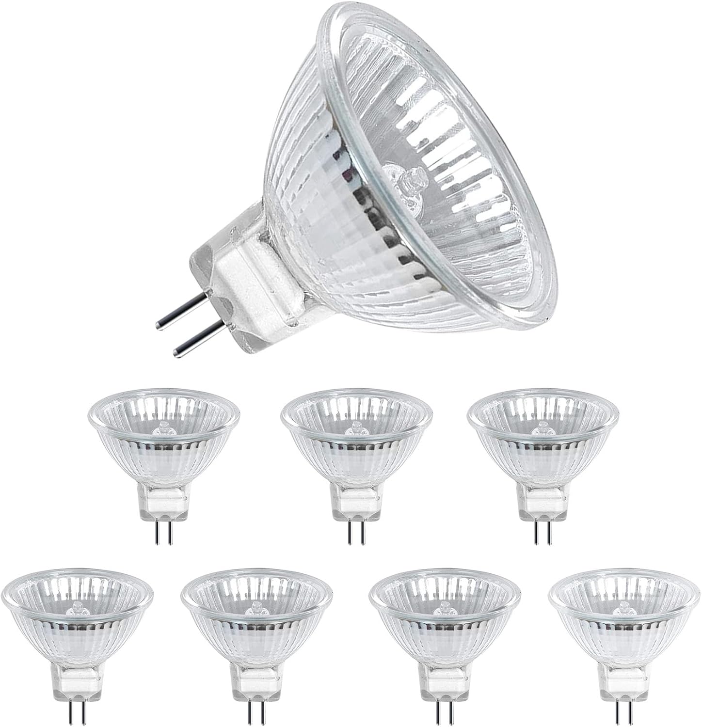 IuulFex Halogen Light Bulbs 8 Pack MR16 12V 50W Spot Light Bulb 2 Pin ...