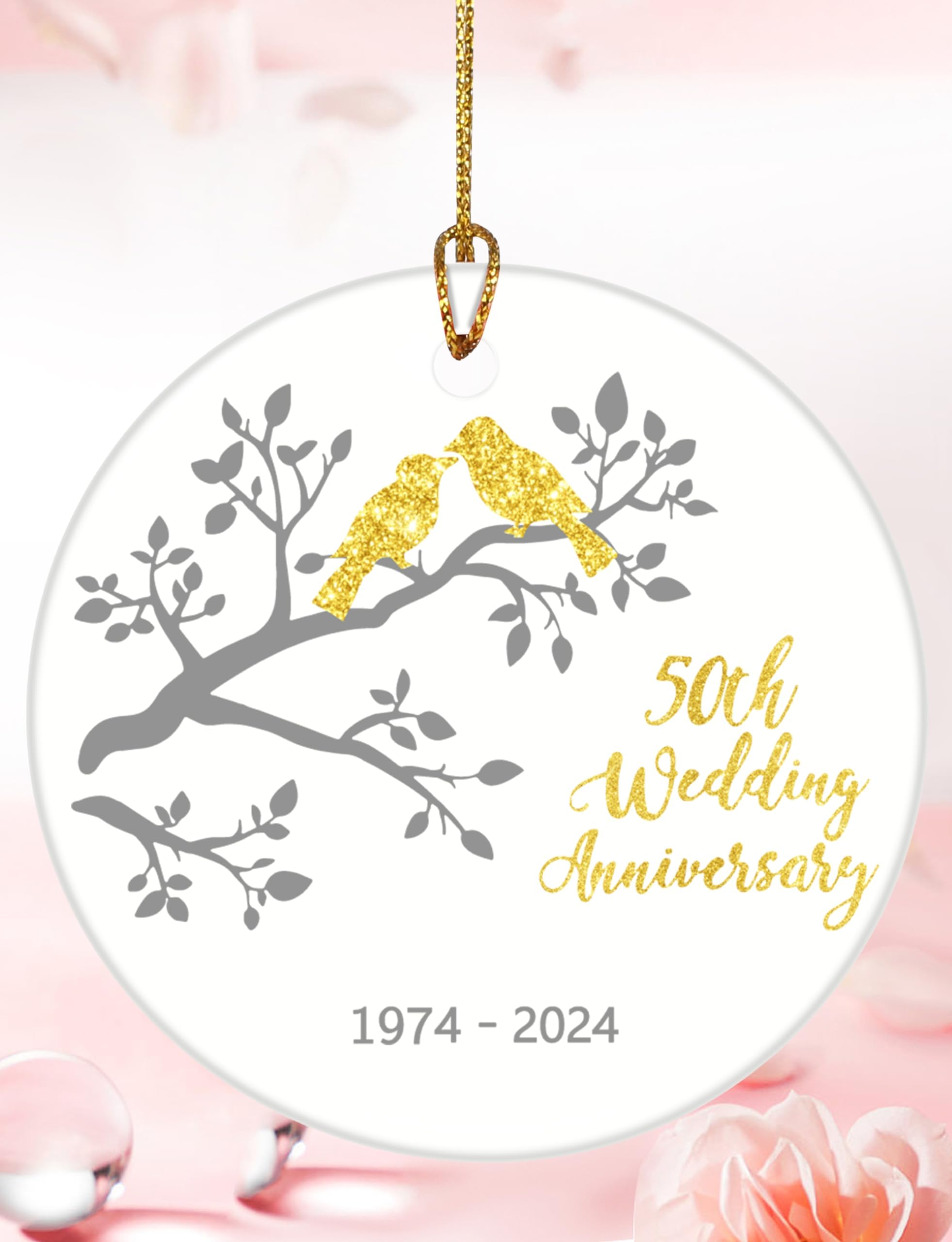 Amazon.com: Kokaaee 50th Year Anniversary Ornament Wedding Marriage 50 ...