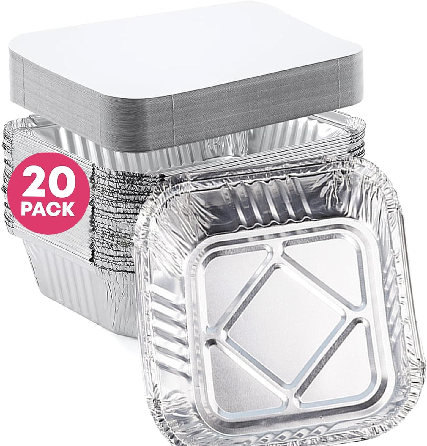 Amazon.com: JIUMO 8" Aluminum Pans with Lids Disposable Foil Pans,Tin ...
