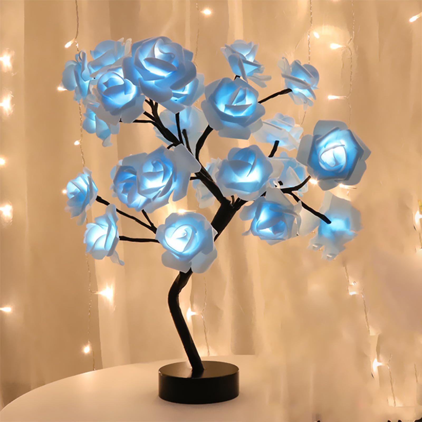 Rose Flower Tree Lamp - LED Rose Tree Table Lamp USB/Battery Powered ...
