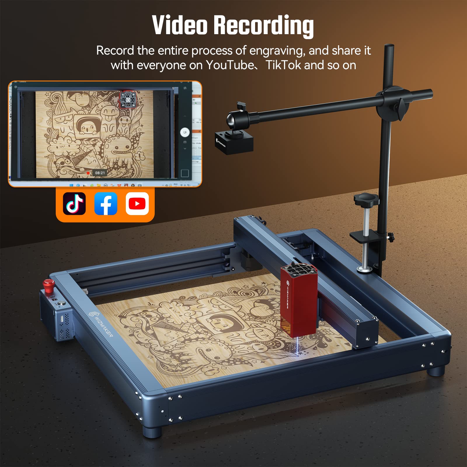 WIZMAKER Lightburn Camera for Laser Engraver, Precise Automatic ...