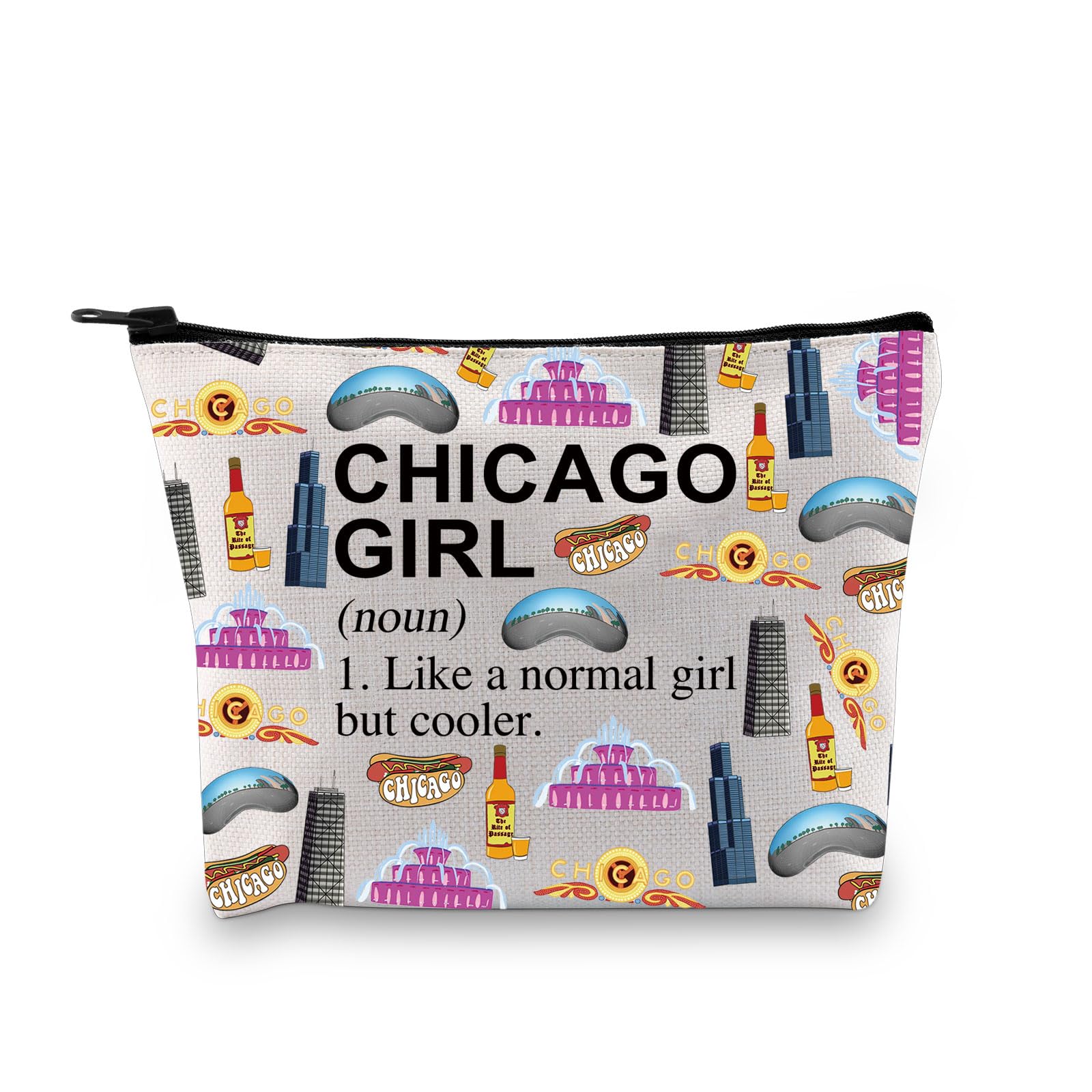 Amazon.com: XYANFA Chicago Girl Makeup Bag Chicago Souvenirs Gift ...