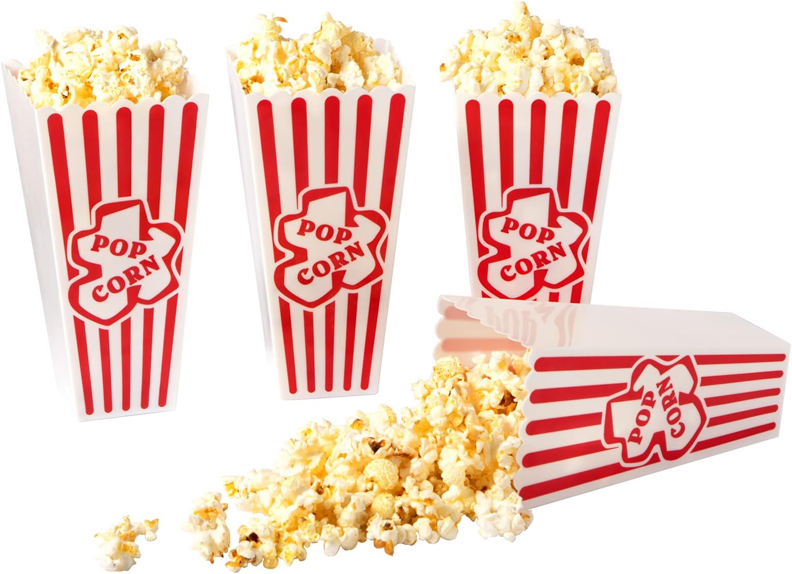 Amazon.com: Popcorn Containers, Plastic Red & White Classic Movie ...