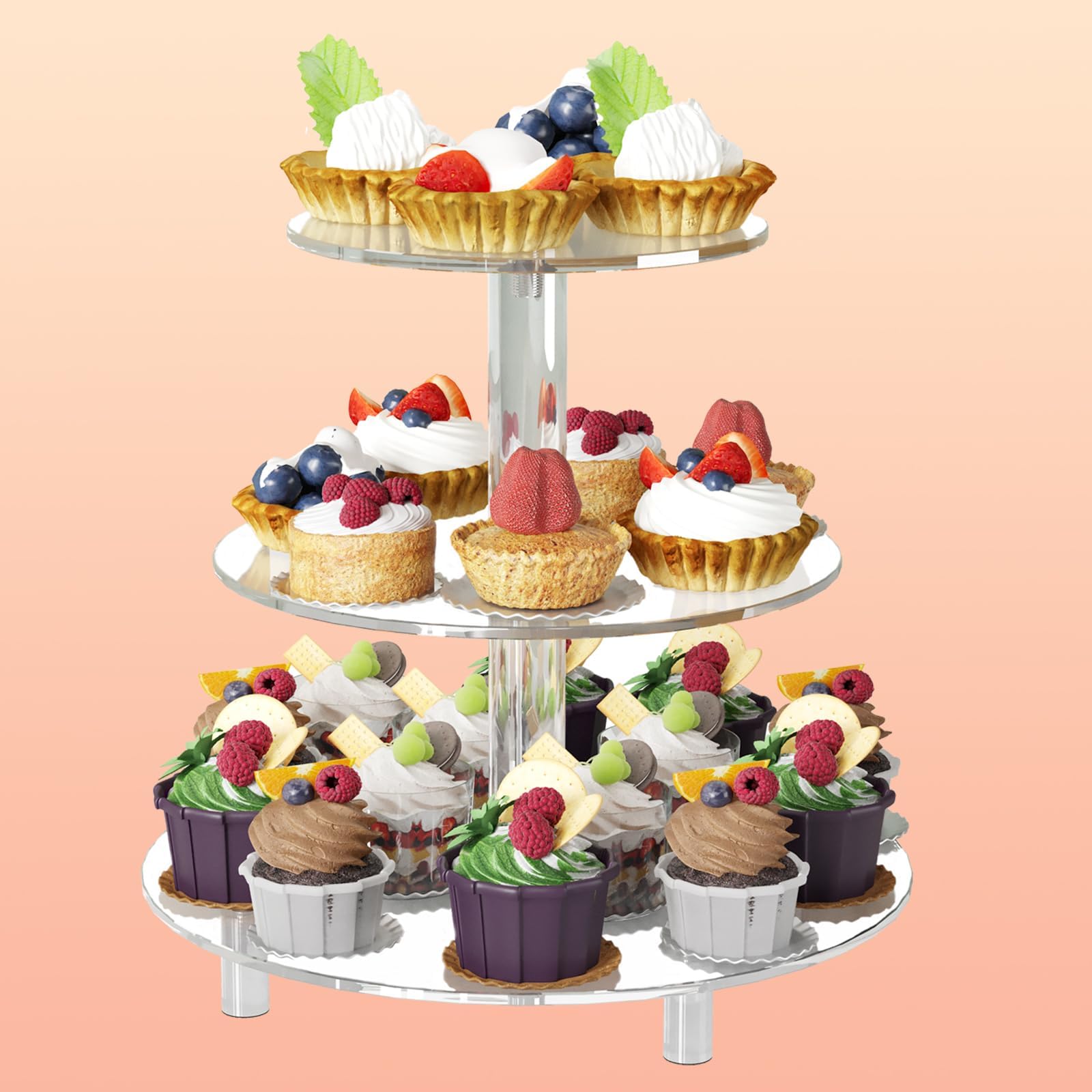 AKOLAFE Cake Stand Acrylic 5 Tier Cupcake Stand Round Cupcake Display ...