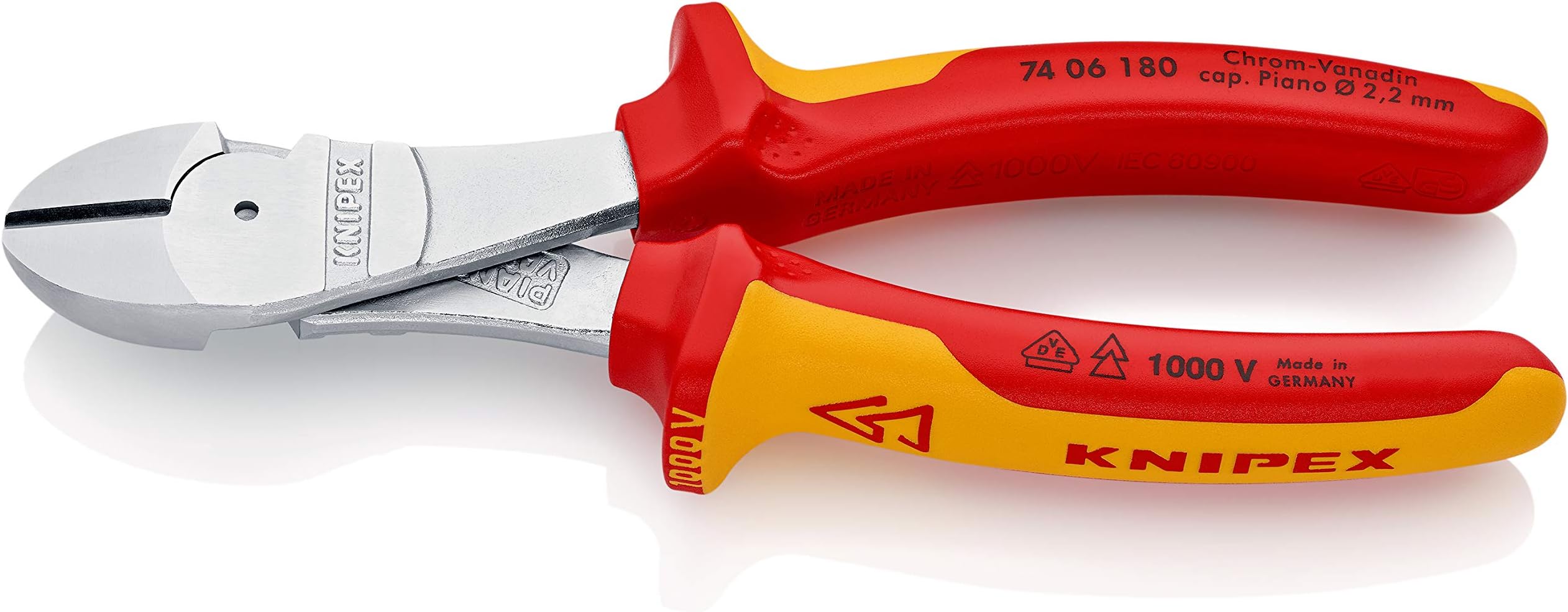 Knipex High Leverage Diagonal Cutter chrome-plated, insulated with ...