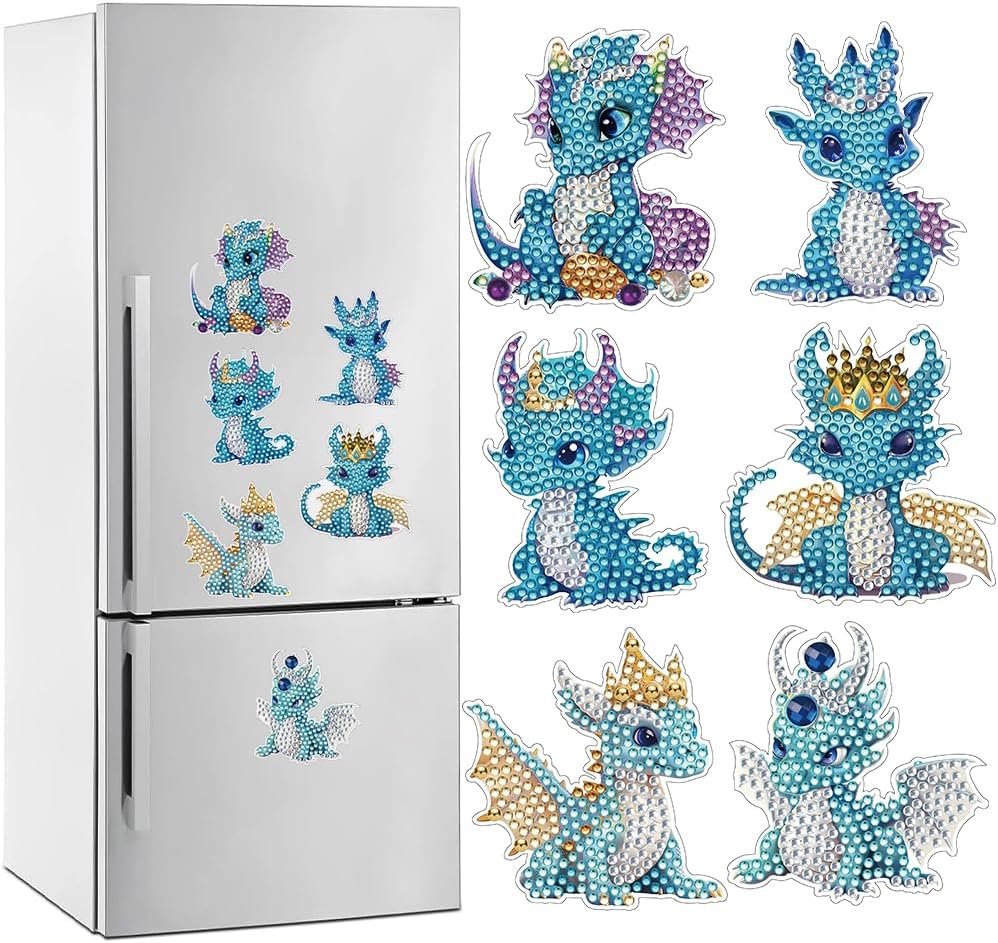 ENCOMAG Diamond Painting Fridge Magnets Pterosaur Diamond Art Magnets ...