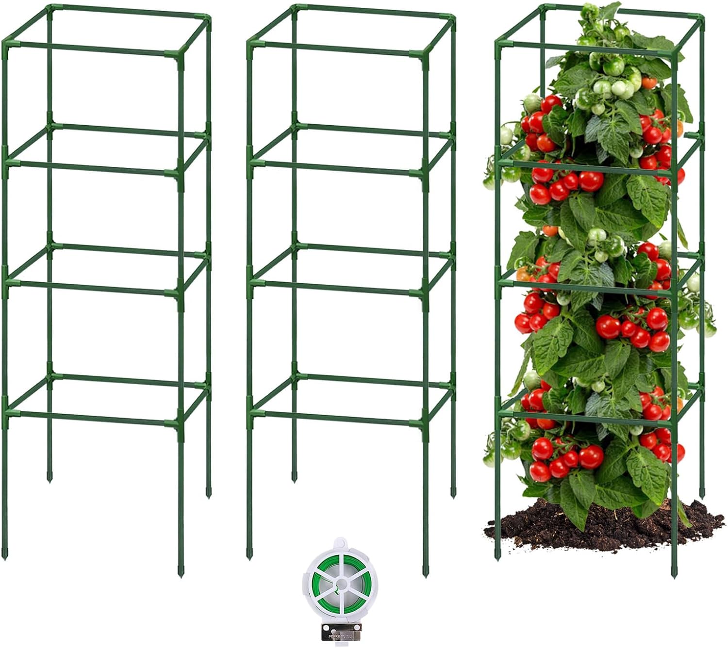 Amazon.com : Hoyejyou 3 Pack Tomato Cages for Garden, 41.5 x 14 x 14 ...