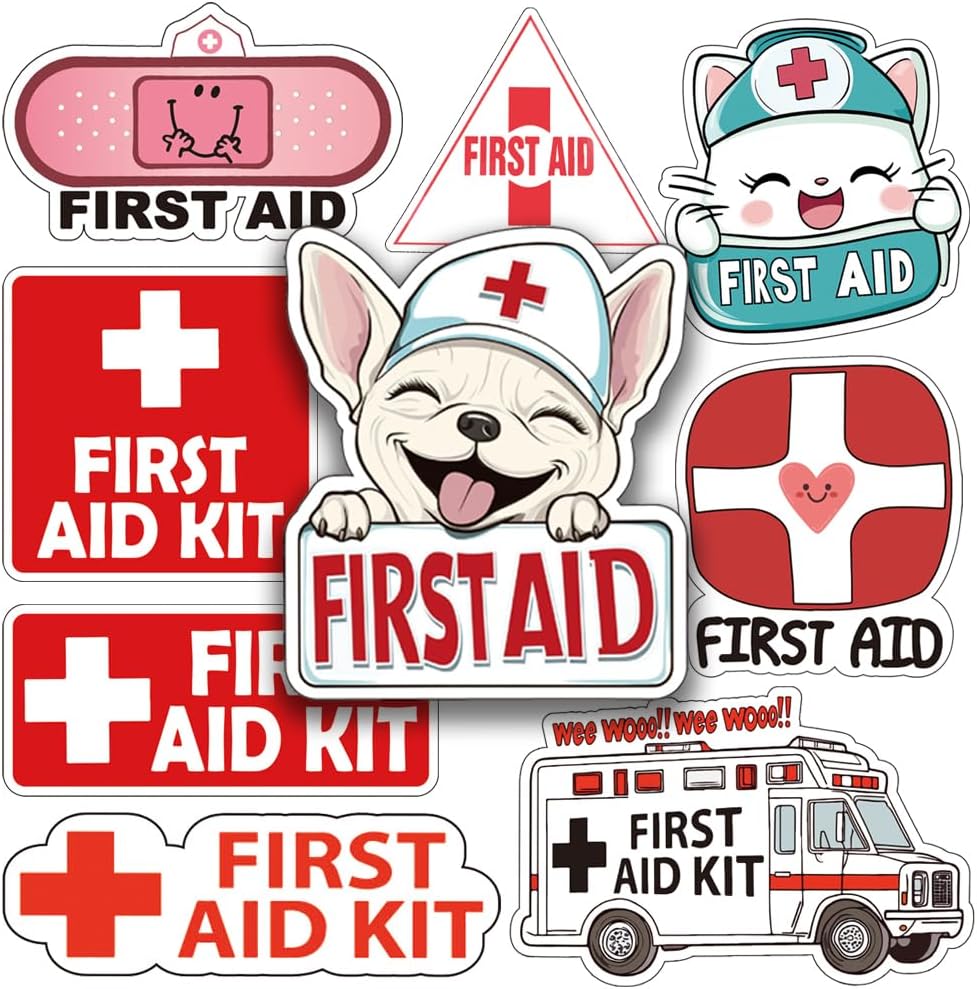 Amazon.com: First Aid Stickers Set | 9 Designs, 16 Pieces | Ideal for ...