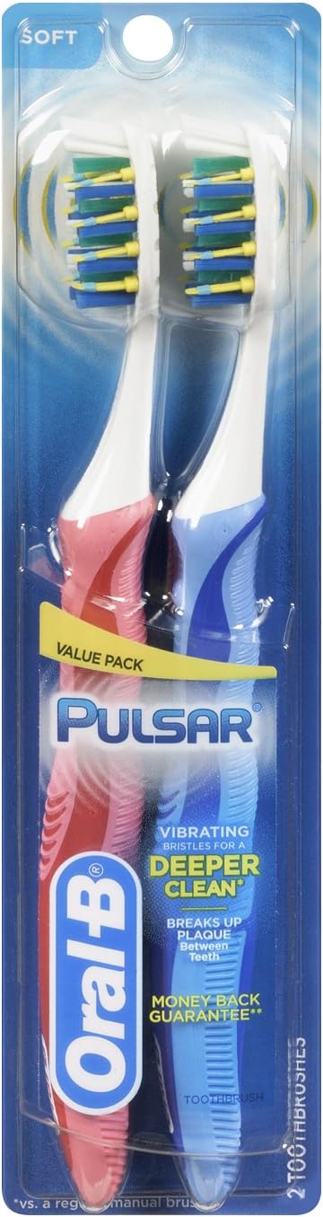Oral B Pulsar Pro-Health Battery Powered Toothbrush, Soft, 2 Count ...