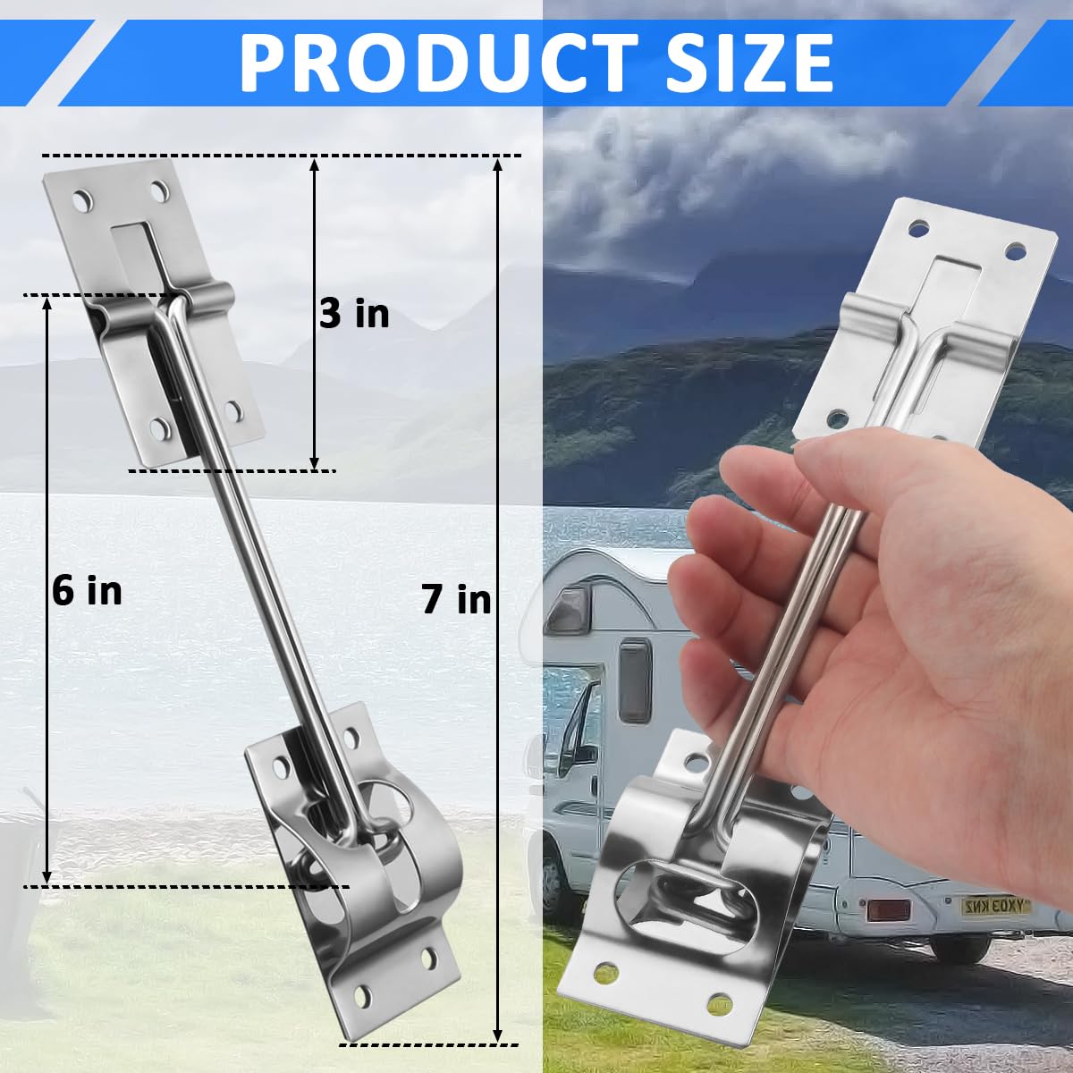 Snapklik.com : 6” RV Door Holder Catch,304 Polished Stainless Steel T ...