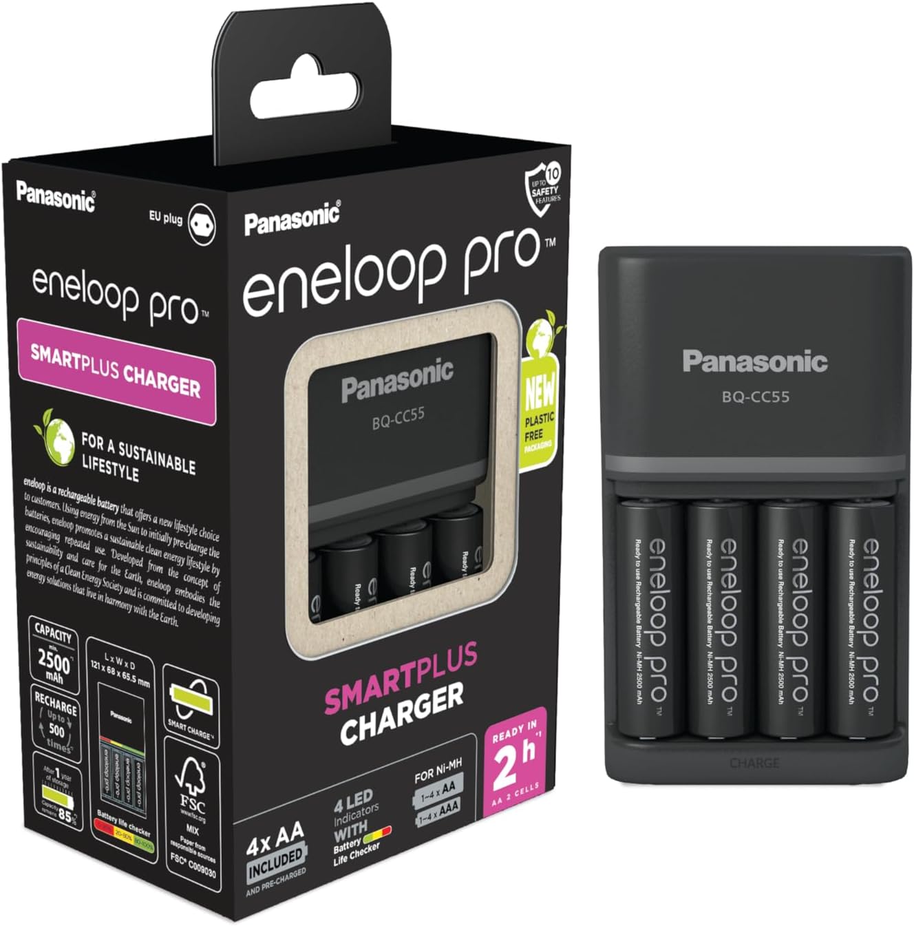 Panasonic Eneloop Charger Battery Pack 8 x AA 4 x AAA Recharge Upto ...