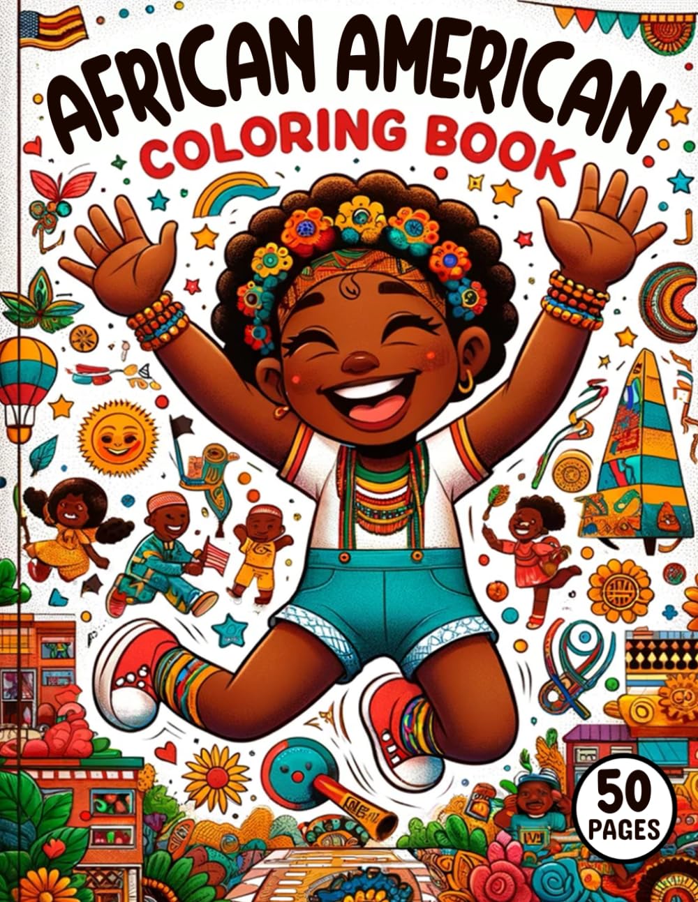 African American Coloring Book 50 Pages: Celebrate Heritage with ...