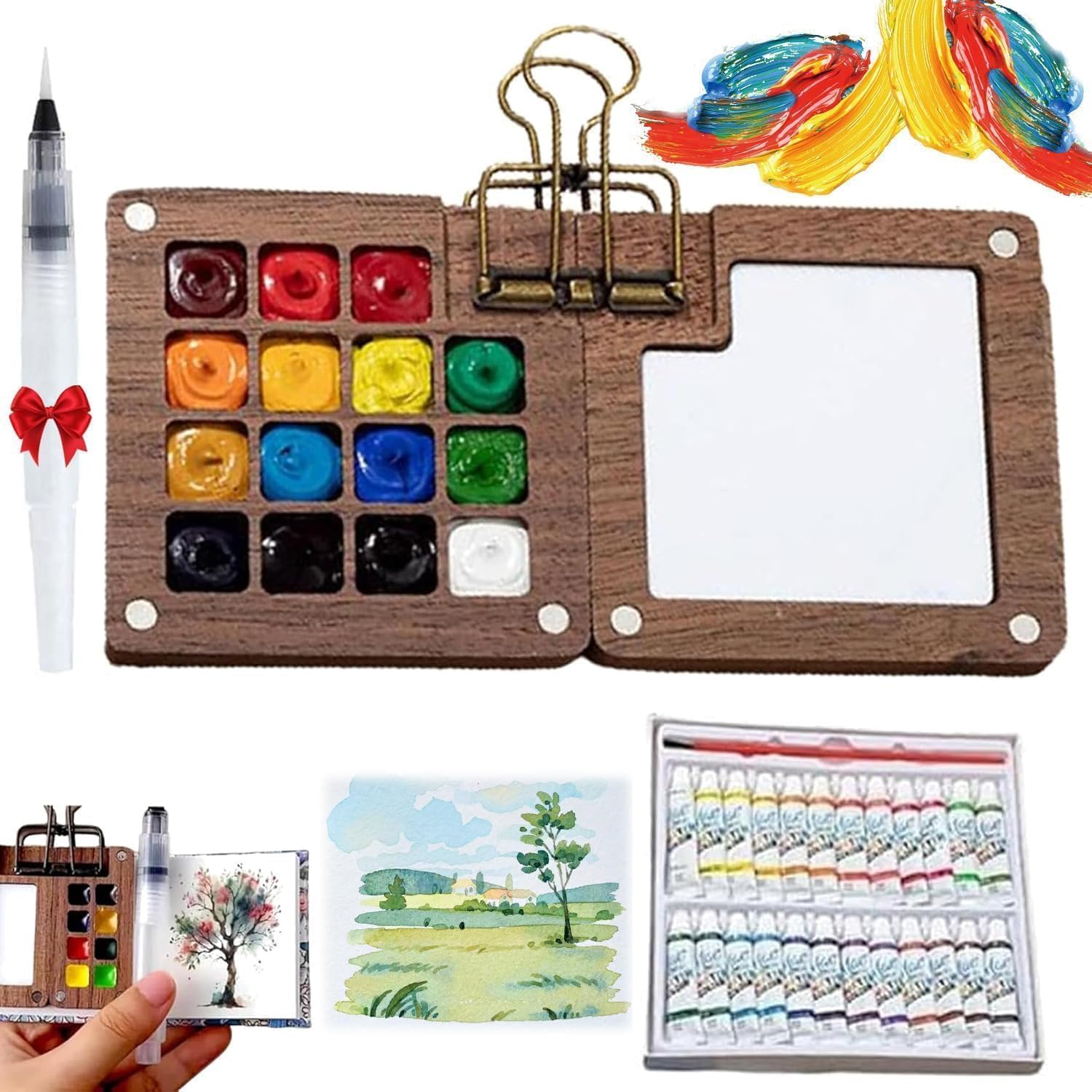Amazon.com: Tobios Watercolor Kit, Mini Watercolor Paint Set with ...