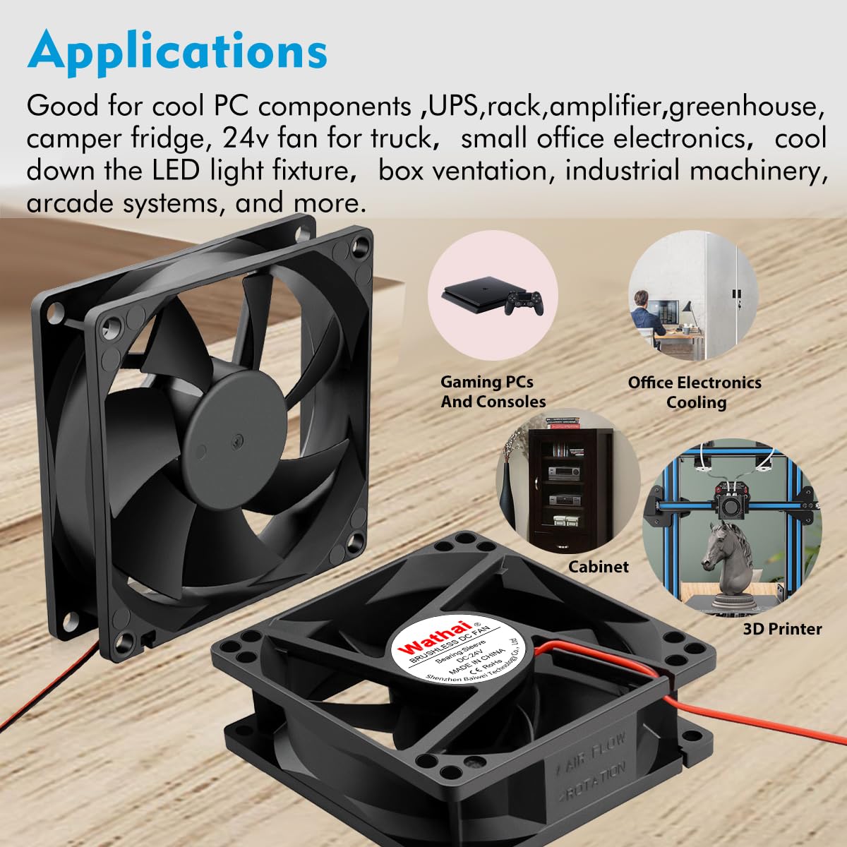 Snapklik.com : 80mm 24V DC Cooling Fan 2Pin 24Volt 80mm X 25mm ...