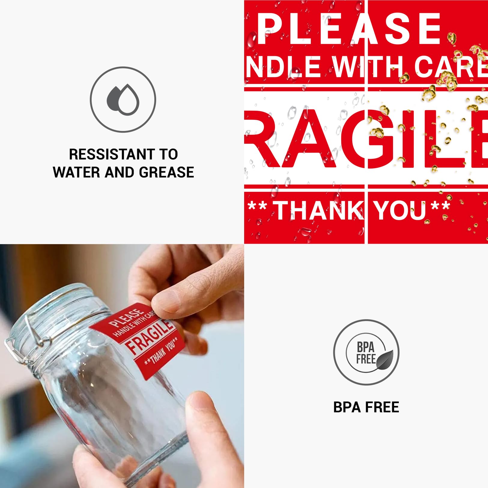 Snapklik.com : 3 X 2 Fragile Stickers For Shipping And Moving, 500 Pcs ...